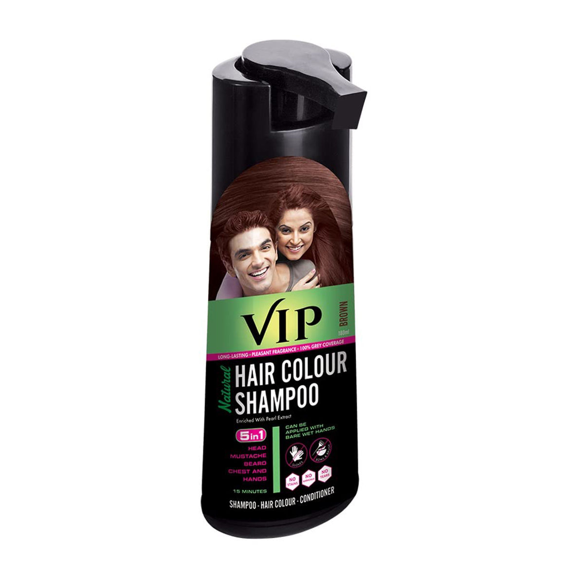 Buy VIP Natural Hair Colour Shampoo Brown, 180 ml | 19 Minutes Delivery ...