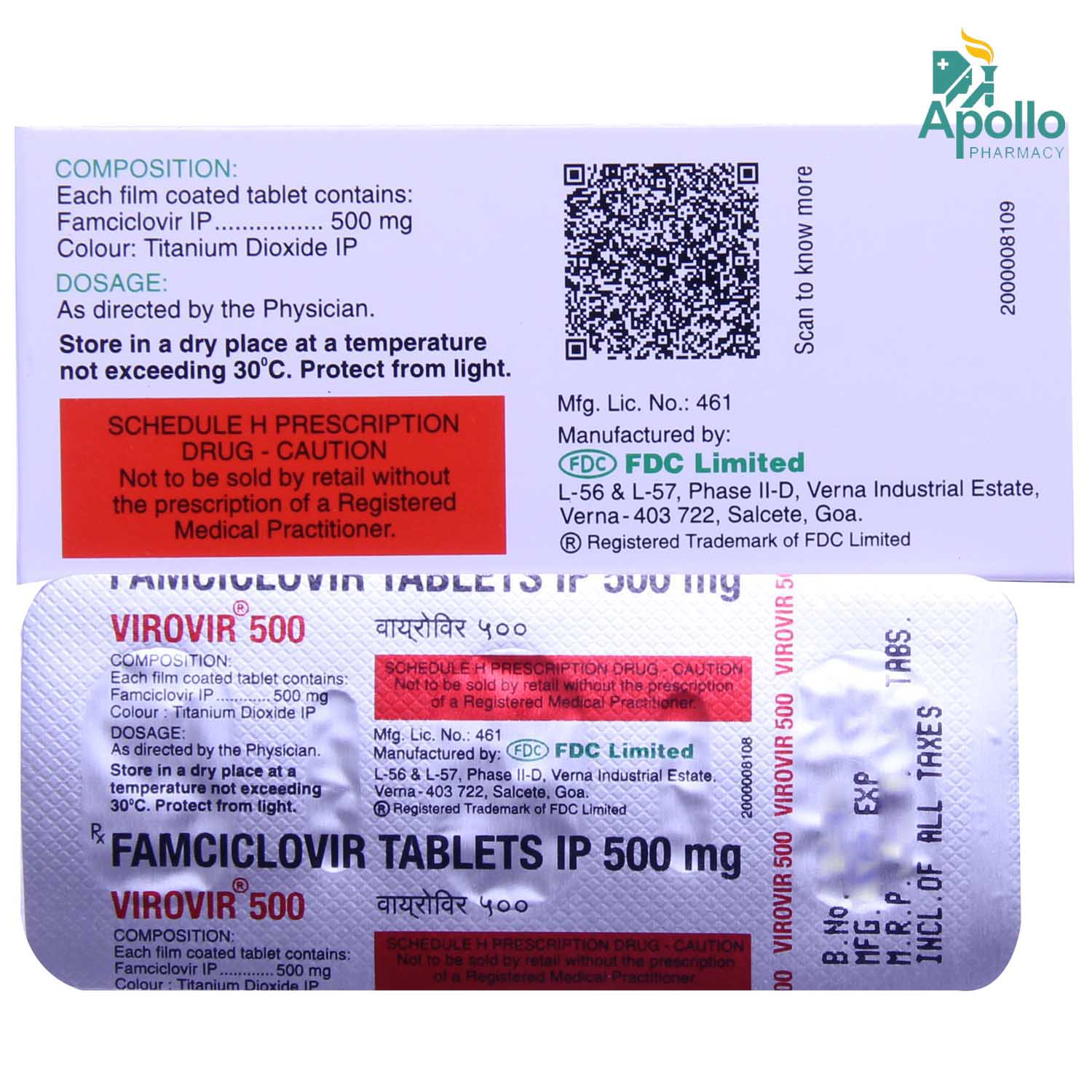 Virovir 500 Tablet 3's Price, Uses, Side Effects, Composition - Apollo ...