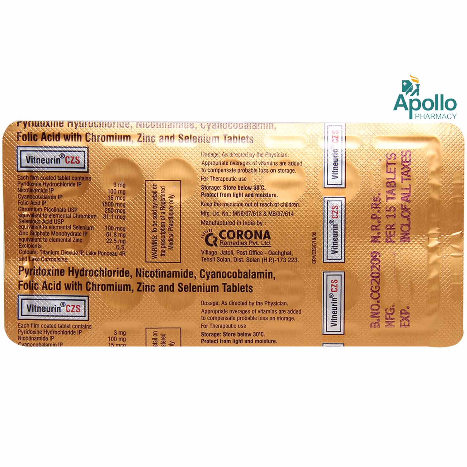 Vitneurin CZS Tablet 15's Price, Uses, Side Effects, Composition ...