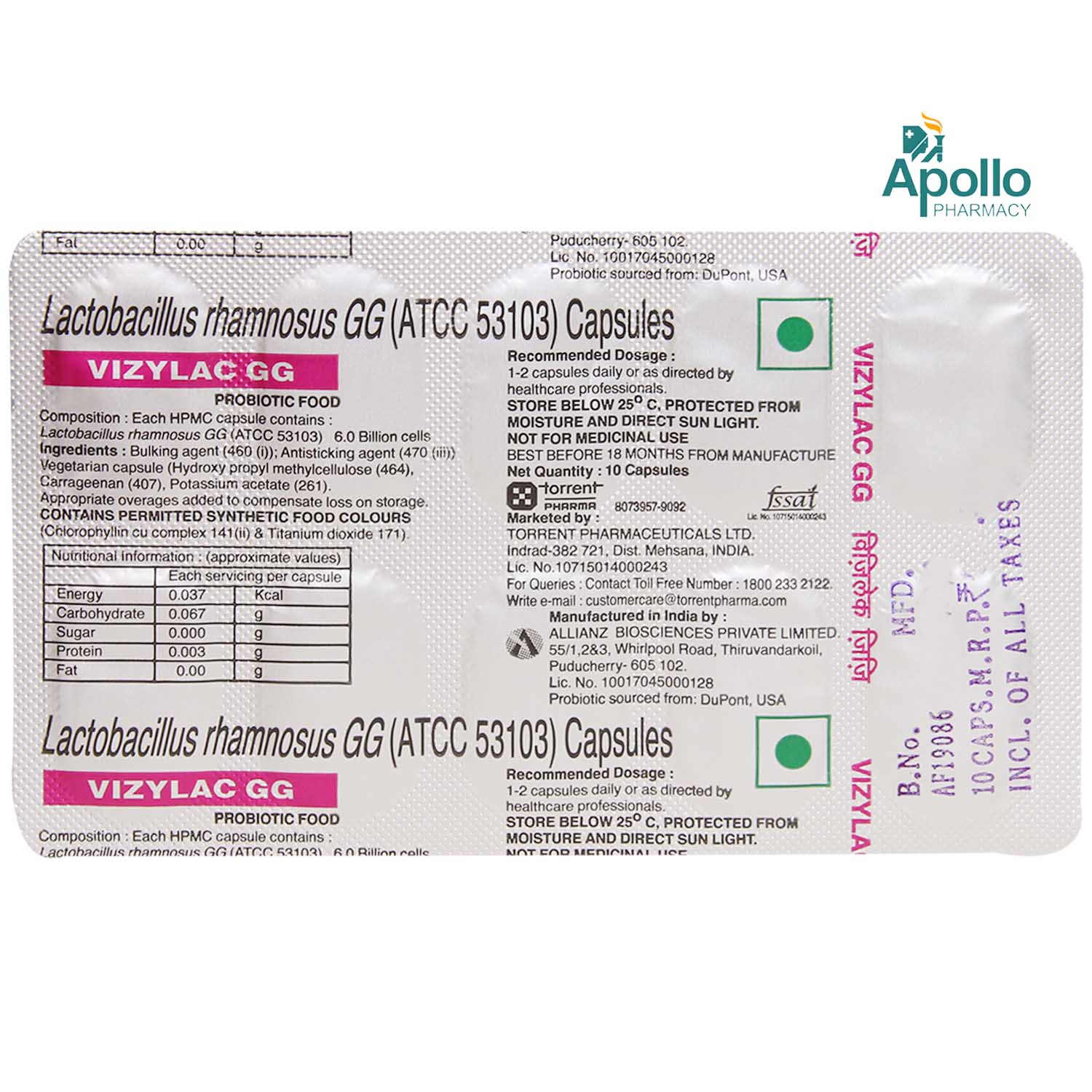 Vizylac GG Capsule 10's Price, Uses, Side Effects, Composition - Apollo ...