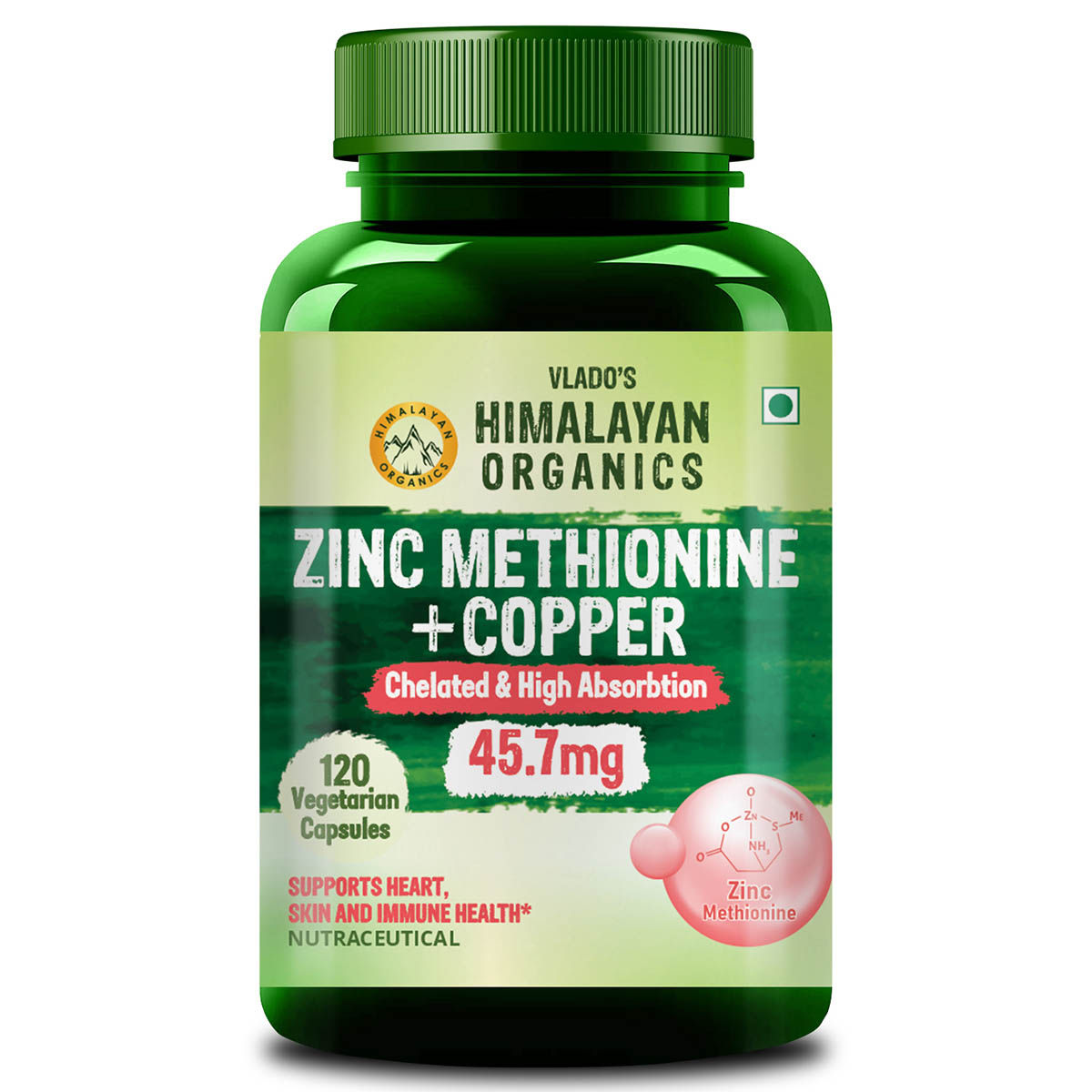 Buy Vlado's Himalayan Organics Zinc Methionine + Copper 47.5mg, 120 ...