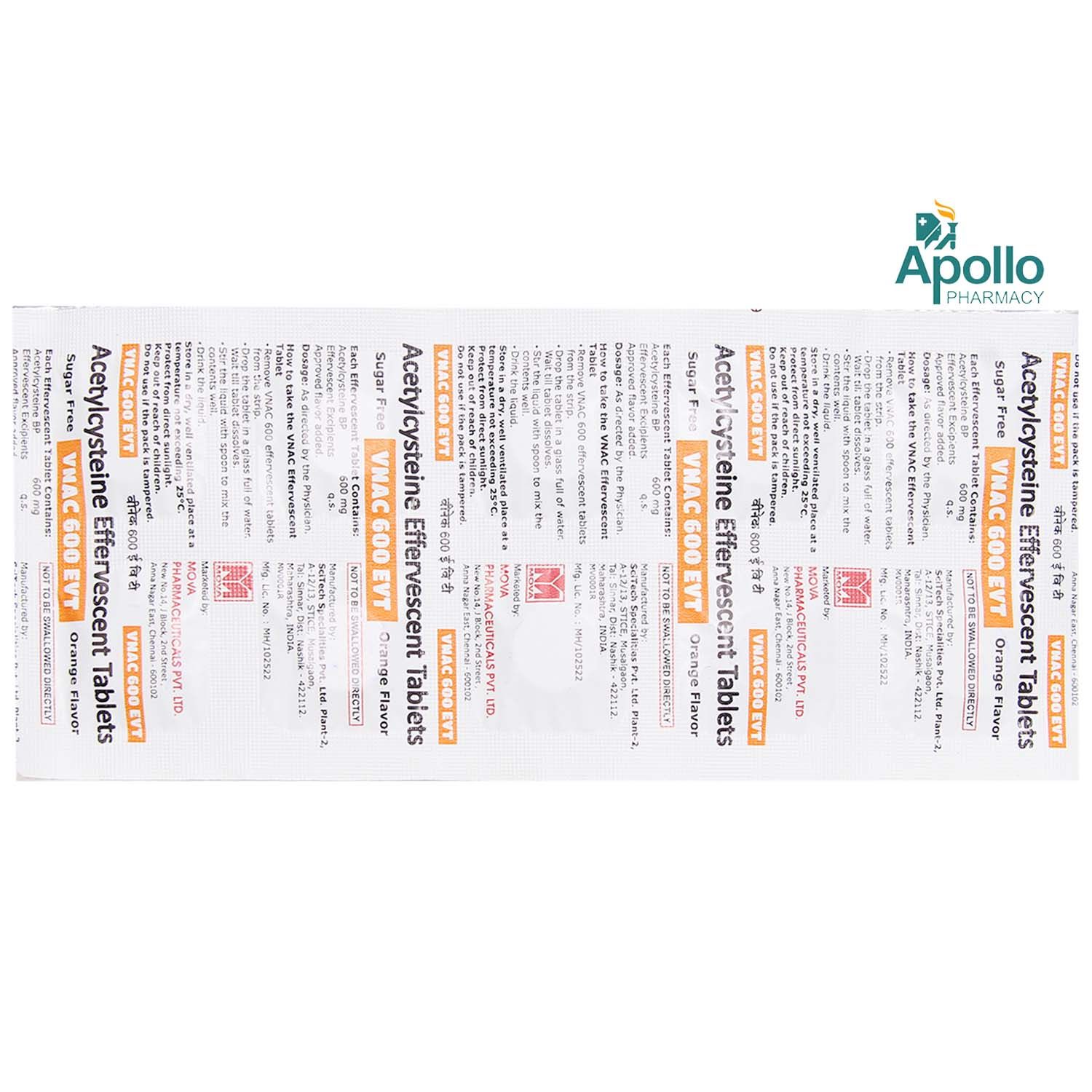 Vnac 600 Evt Sugar Free Tablet 10's Price, Uses, Side Effects ...