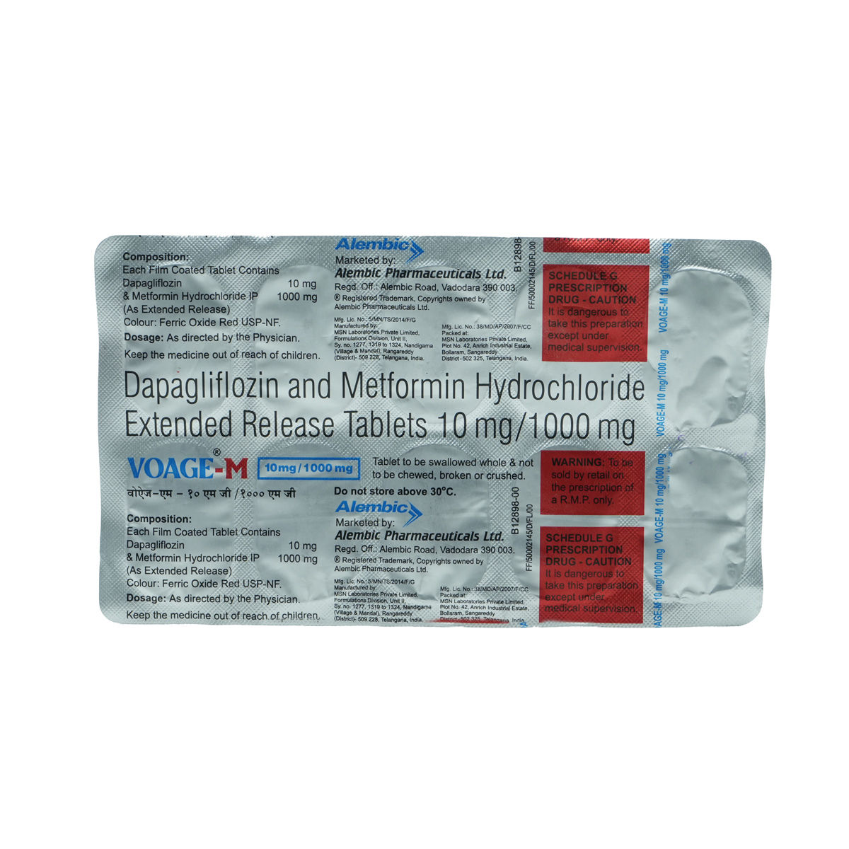 Voage M 10/1000 mg Tablet | Uses, Side Effects, Price | Apollo Pharmacy