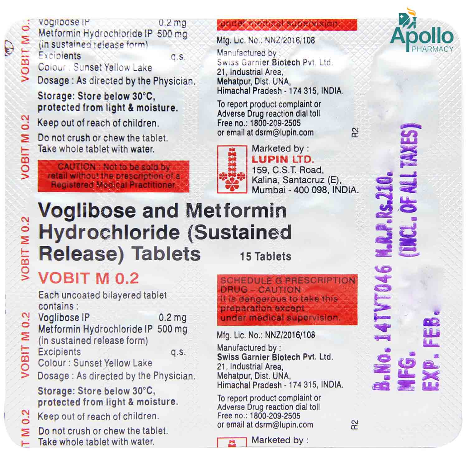 Vobit M 0.2 Tablet 15's Price, Uses, Side Effects, Composition - Apollo ...