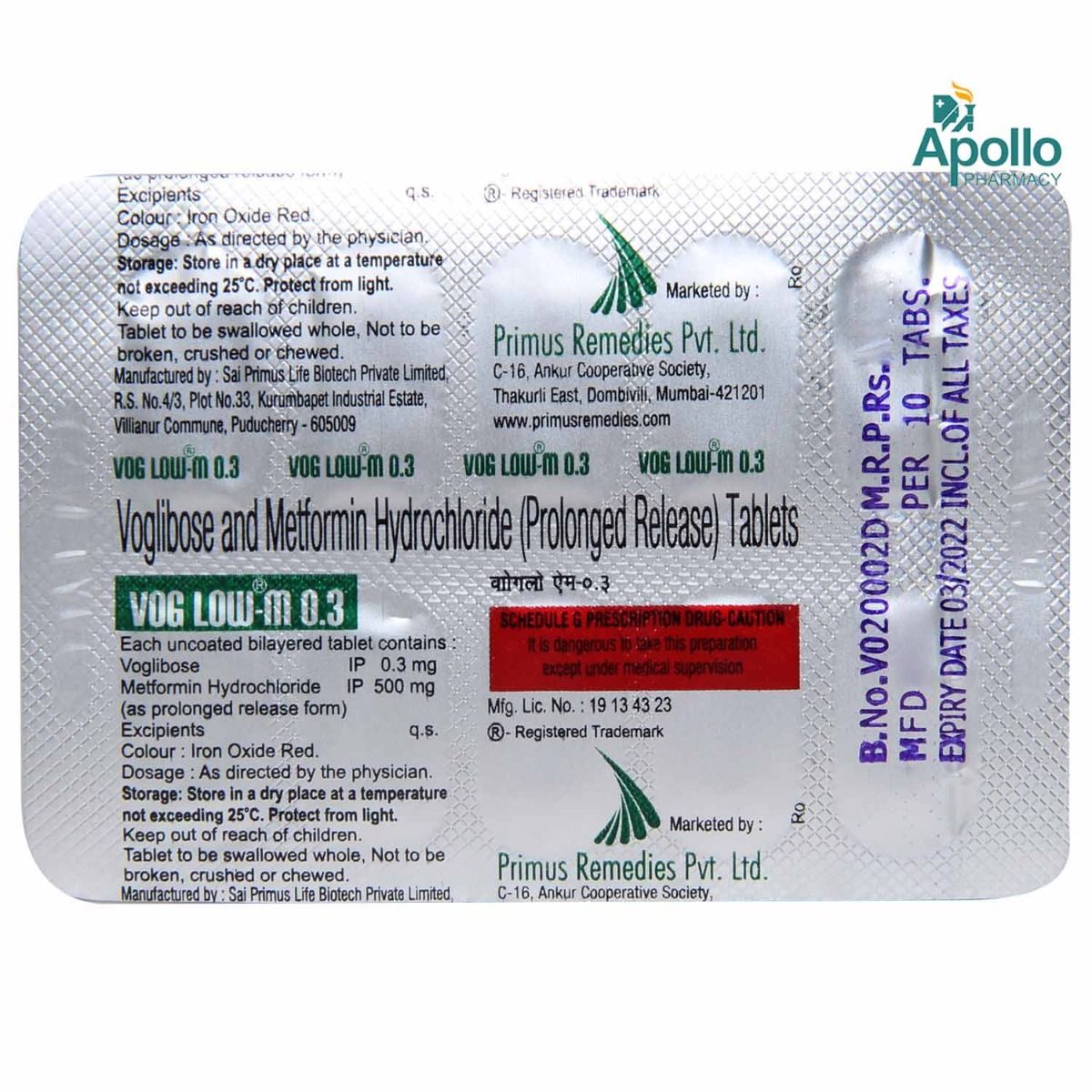 Vog Low M 0.3 Tablet 10's Price, Uses, Side Effects, Composition ...