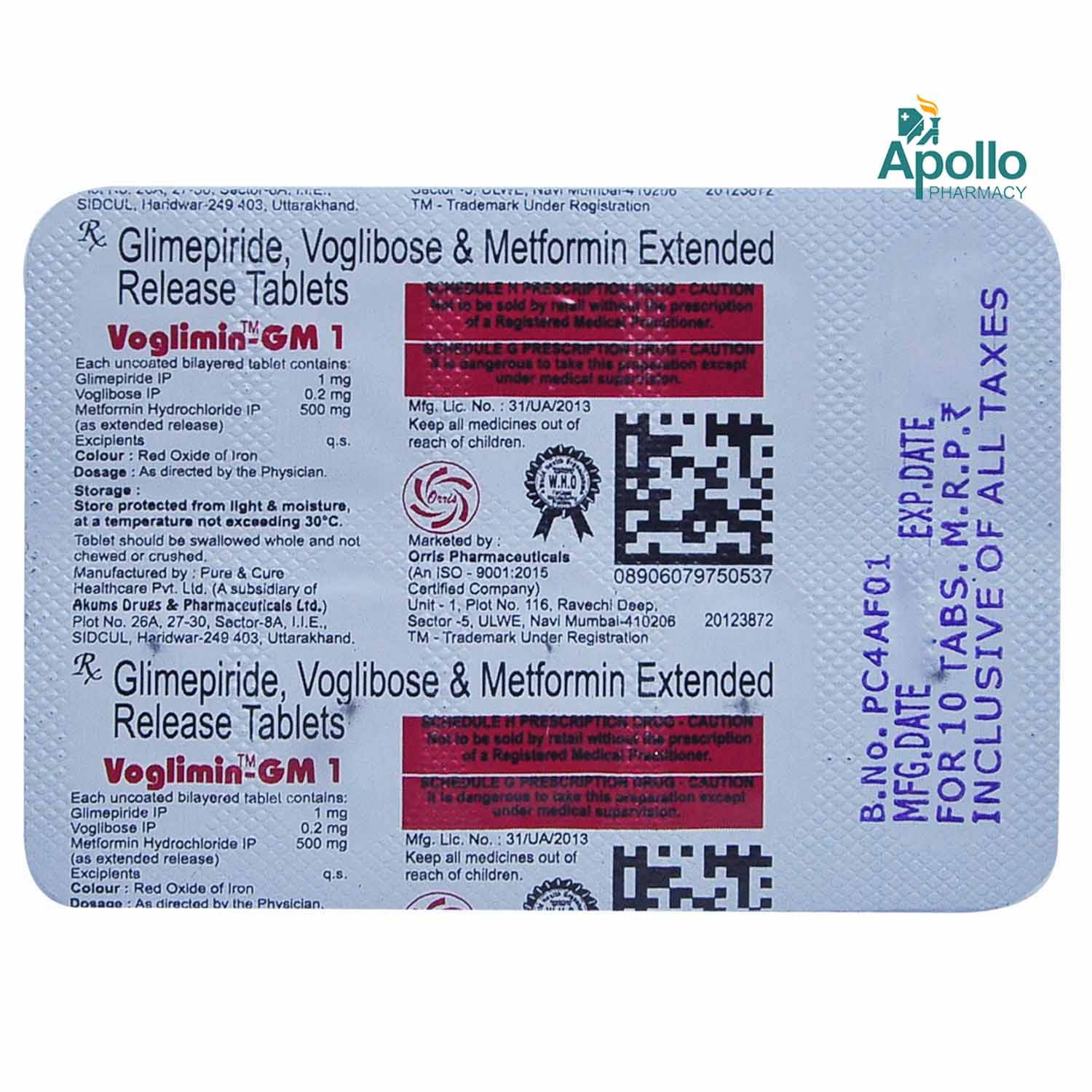 Voglimin-GM 1 Tablet 10's Price, Uses, Side Effects, Composition ...