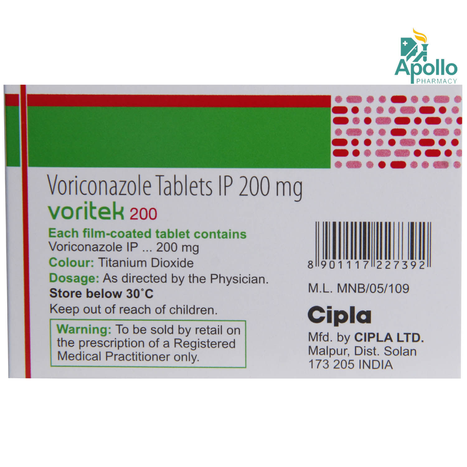 Voritek 200 Tablet 4's Price, Uses, Side Effects, Composition - Apollo ...