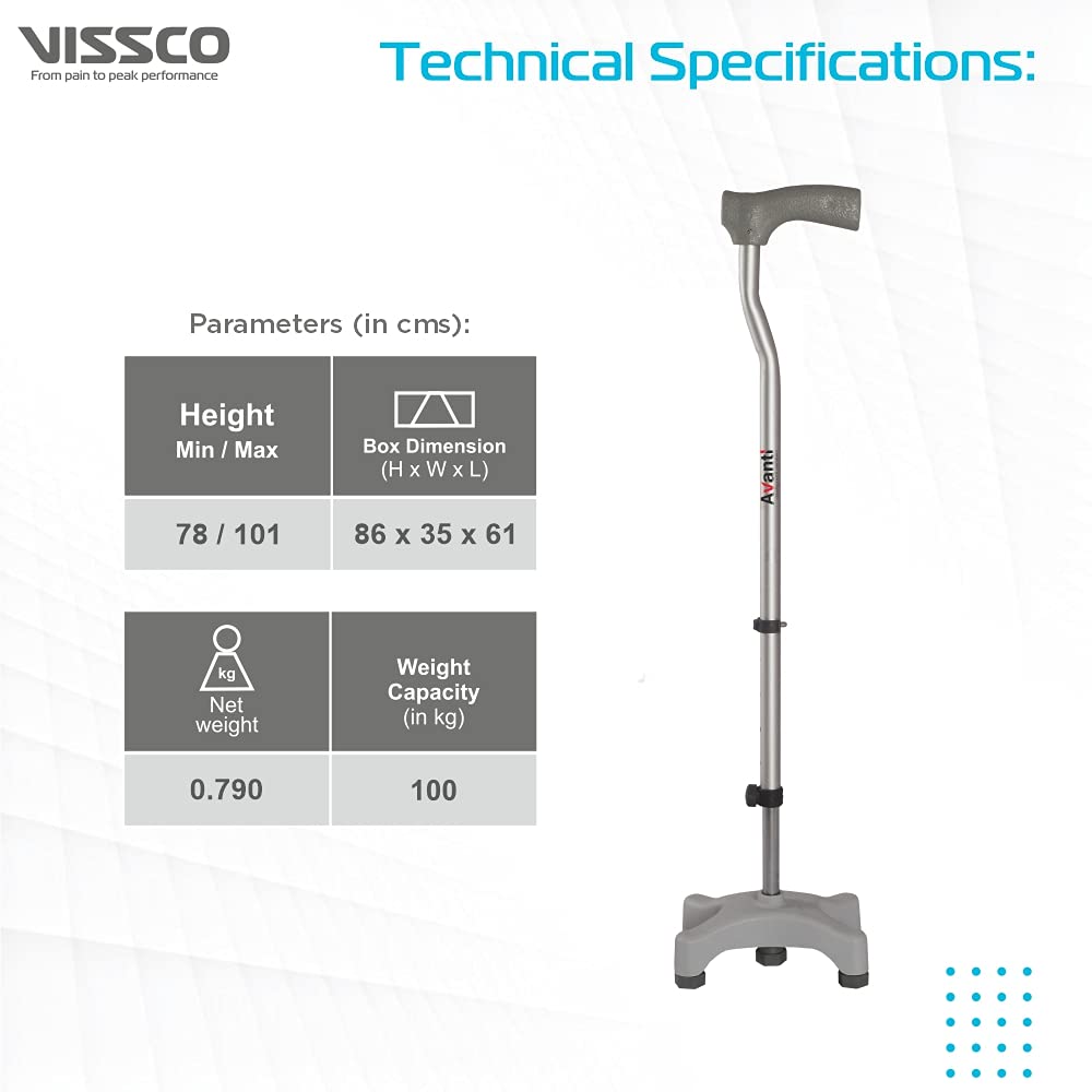Vissco Quadripod Walking Stick, 1 Count Price, Uses, Side Effects ...