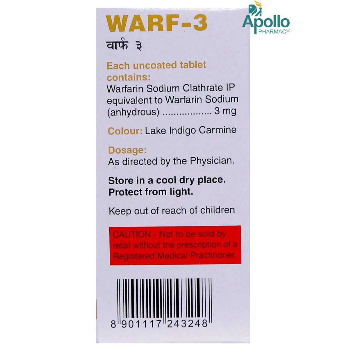 Warf-3 Tablet 30's Price, Uses, Side Effects, Composition - Apollo Pharmacy