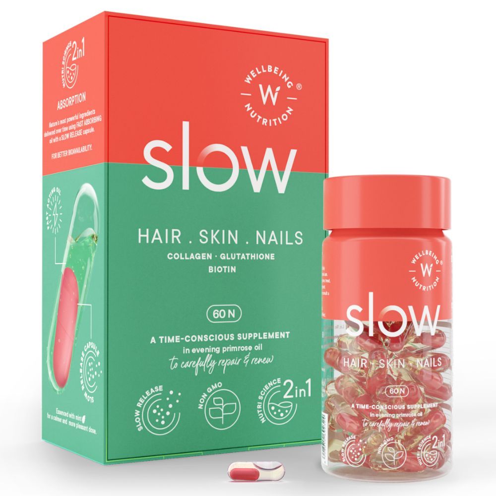 Wellbeing Nutrition Slow Hair & Skin & Nails, 60 Capsules Price, Uses ...