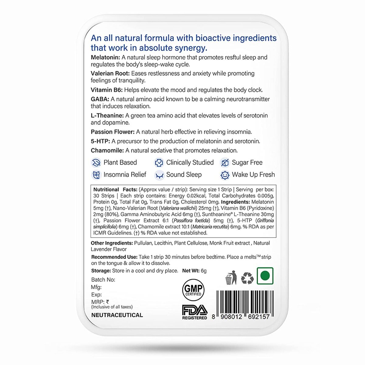 Wellbeing Nutrition Melts Into Restful Sleep Melatonin 5 mg, 30 Strips ...