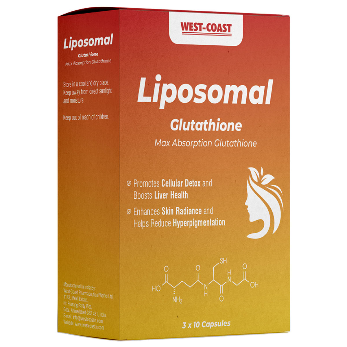 Buy West-Coast 500mg Liposomal Glutathione Tablet, 30 Count | 19 ...