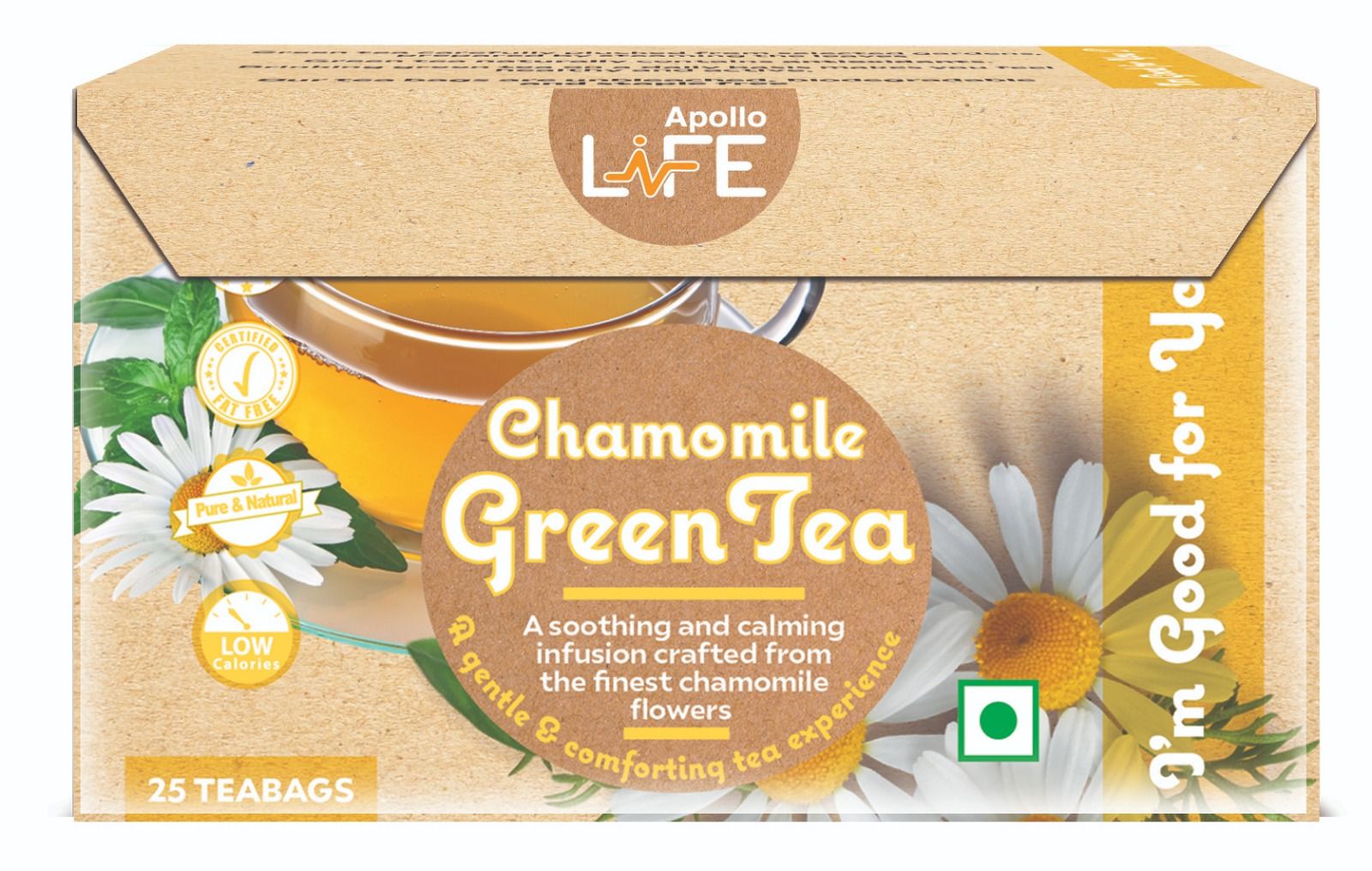 Apollo Life Chamomile Green Tea Bags, 25 Count का उपयोग, फायदे ,साइड ...
