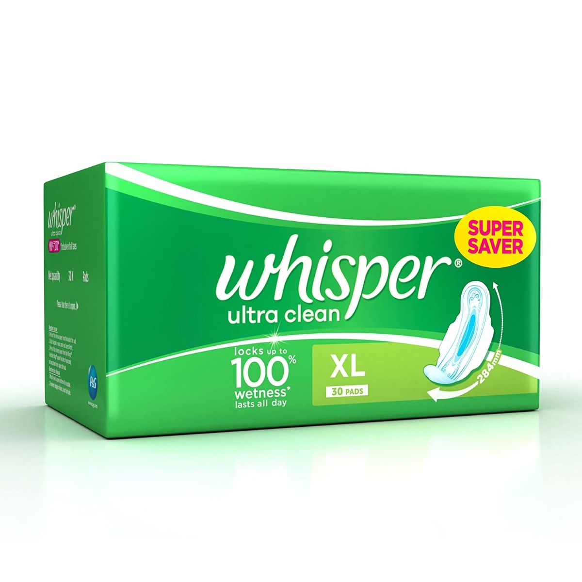 Whisper Ultra Clean Wings Sanitary Pads XL, 30 Count Price, Uses, Side ...