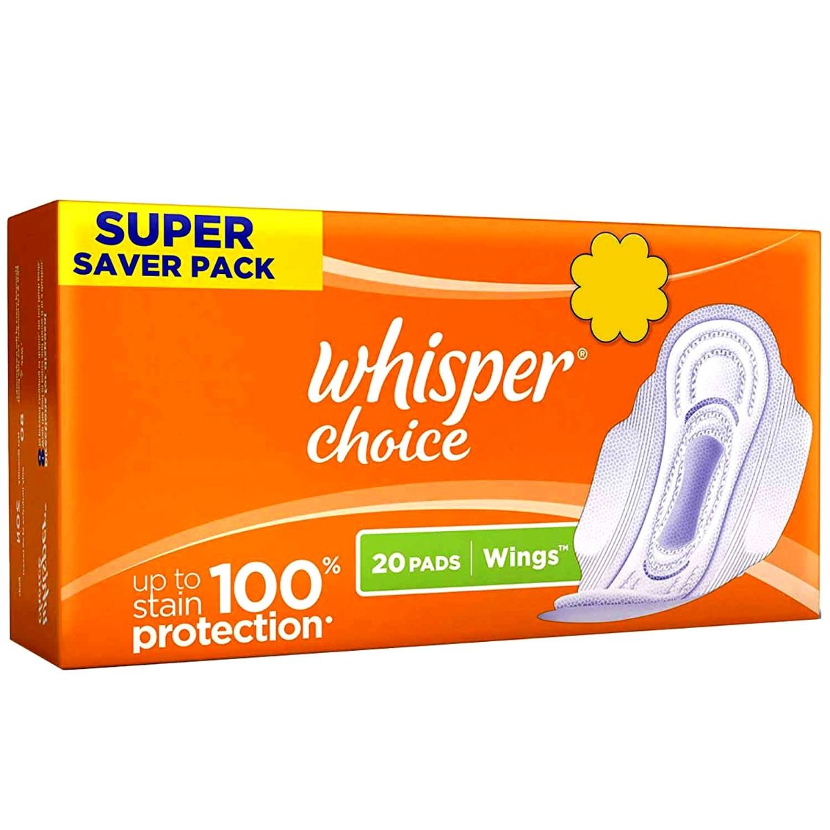 Whisper Choice Wings Sanitary Pads, 20 Count Price, Uses, Side Effects ...