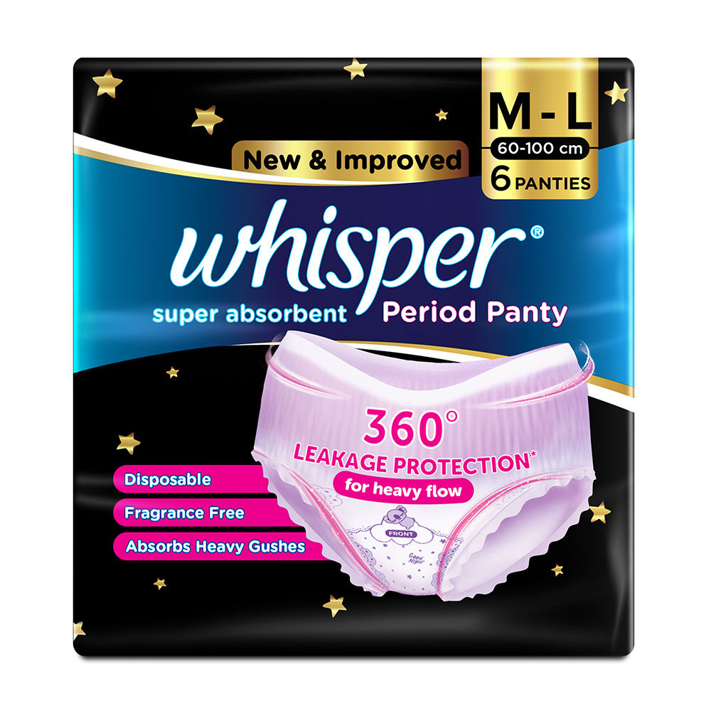 Buy Whisper Super Absorbent Period Panty Medium-Large, 6 Count | 19 ...