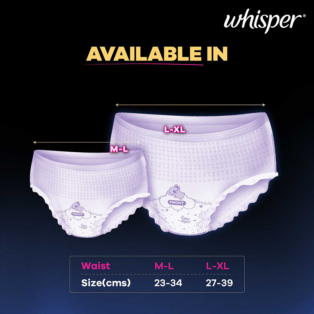 Buy Whisper Super Absorbent Period Panty Large-XL, 6 Count | 19 Minutes ...