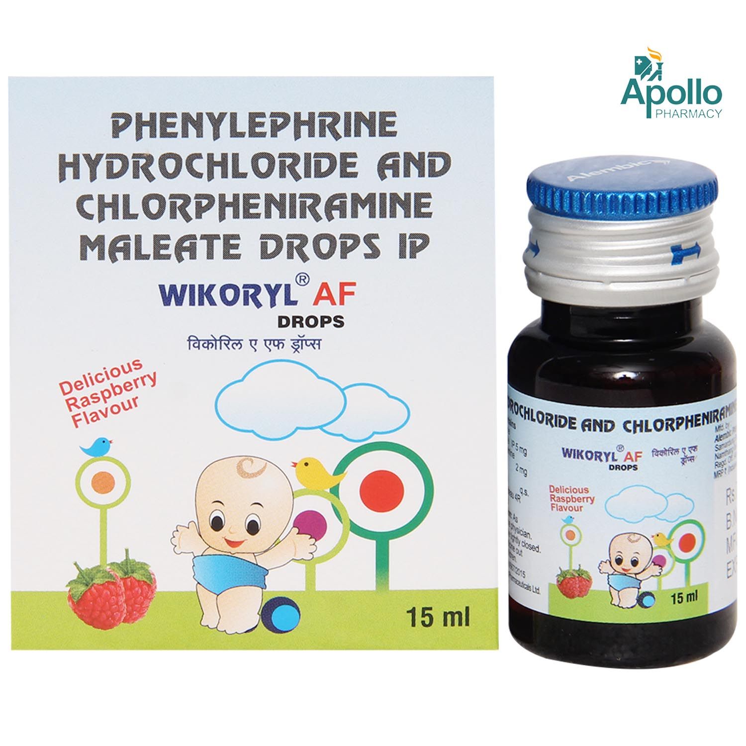 Wikoryl AF Raspberry Flavour Drops 15 ml Price, Uses, Side Effects, Composition - Apollo Pharmacy