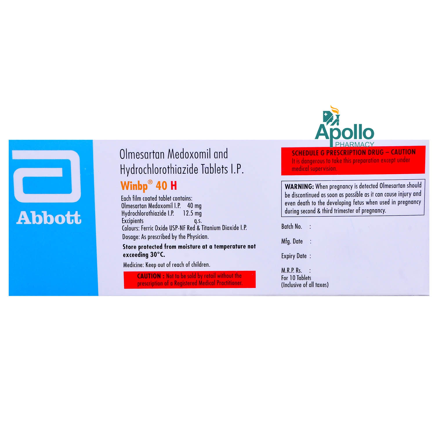 Winbp 40 H Tablet 10's Price, Uses, Side Effects, Composition - Apollo ...