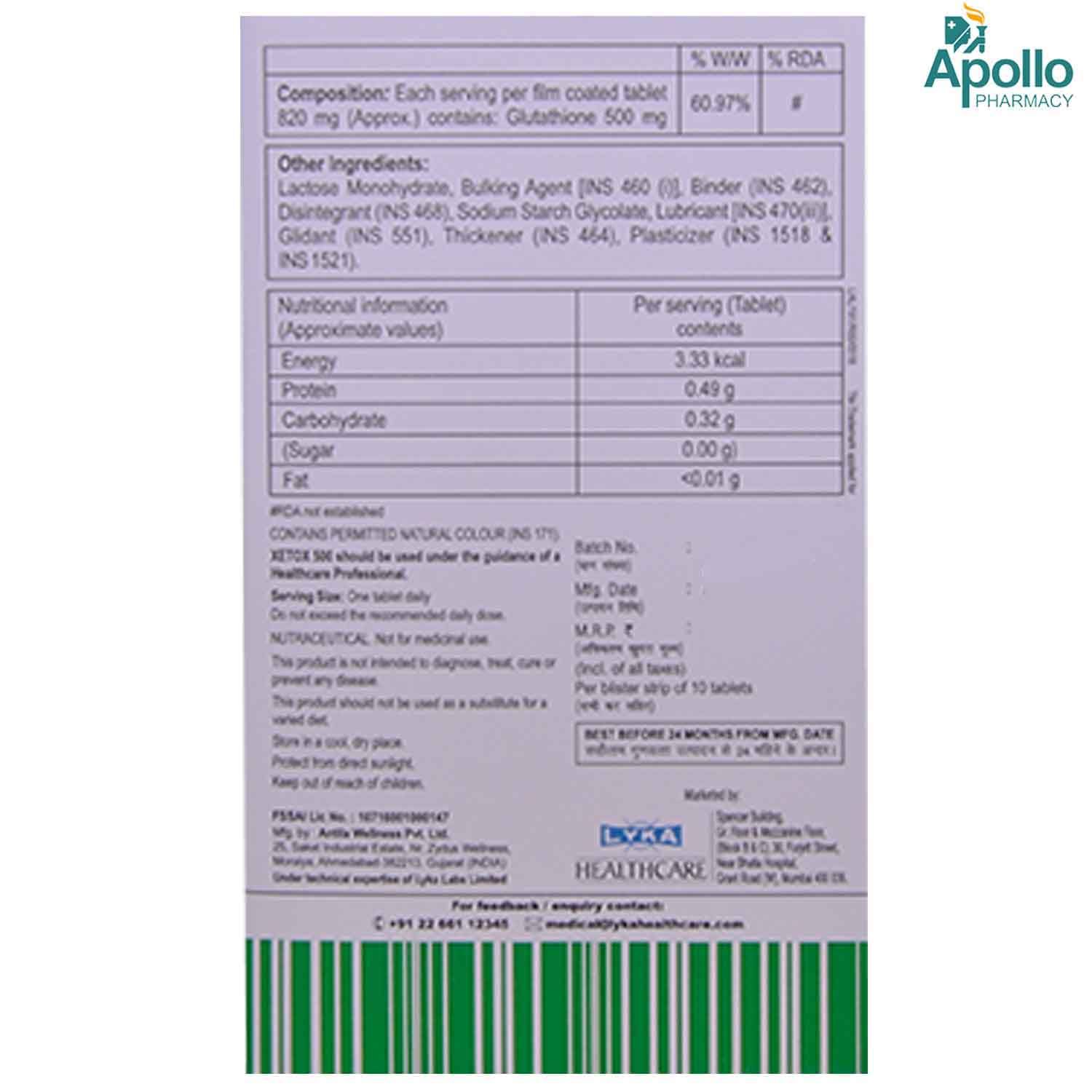 Xetox 500 Tablet 10's Price, Uses, Side Effects, Composition - Apollo ...