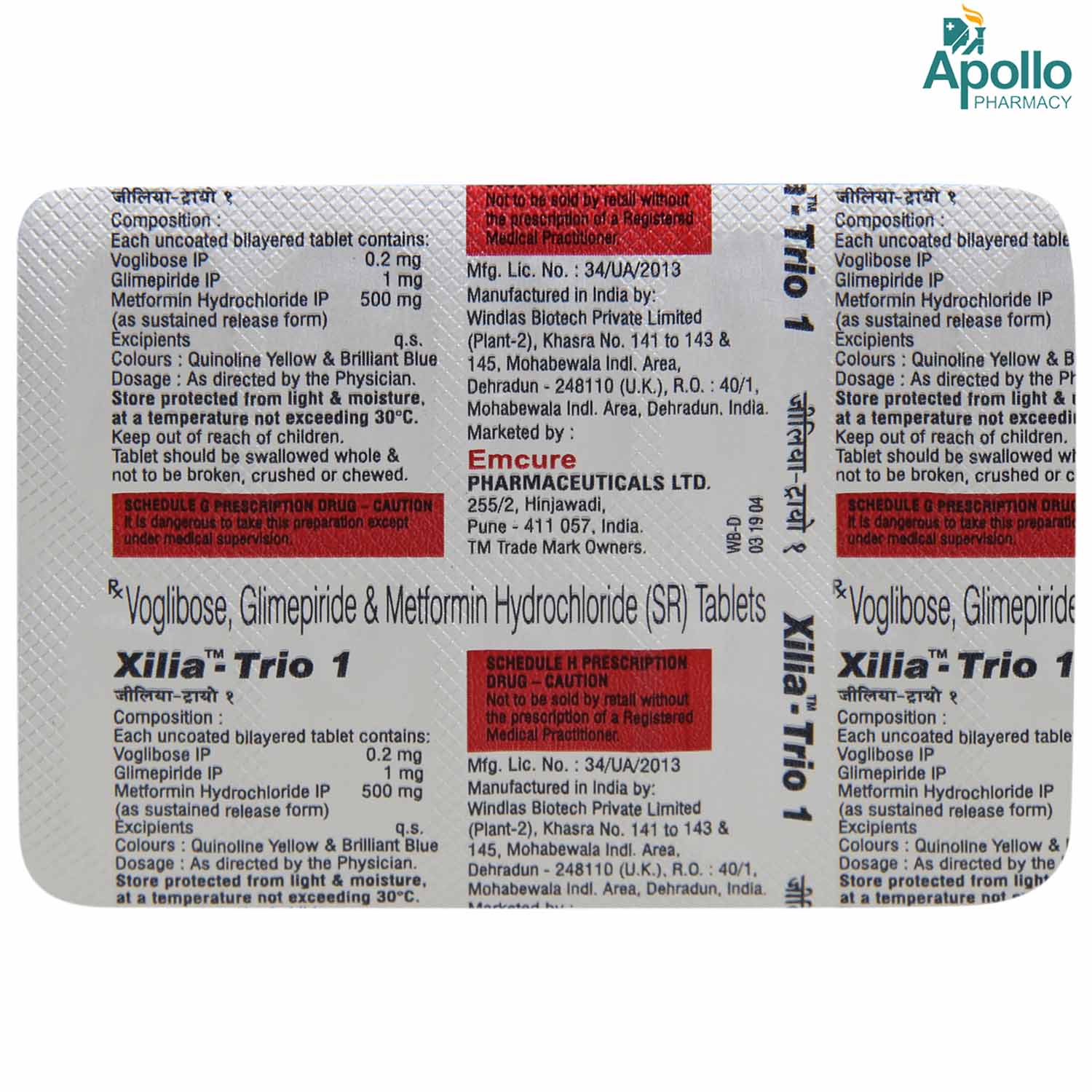 XILIA TRIO 1MG TABLET | Uses, Side Effects, Price | Apollo Pharmacy
