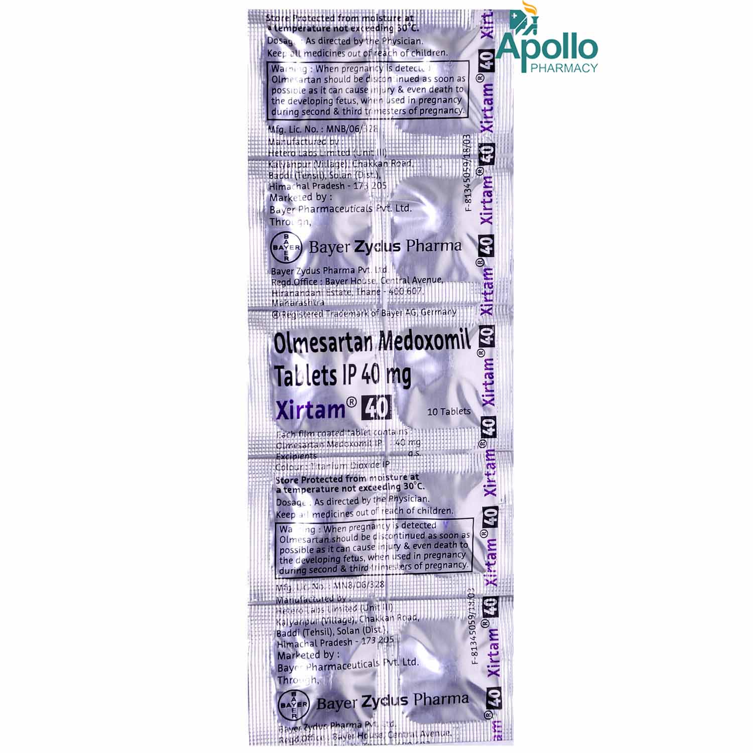 Xirtam 40 Tablet | Uses, Side Effects, Price | Apollo Pharmacy