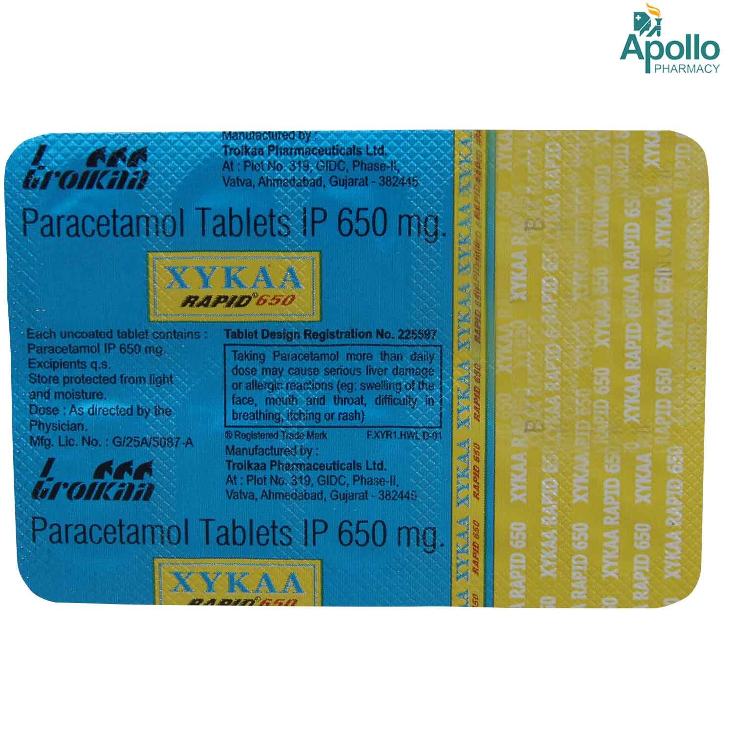 Xykaa Rapid 650 Tablet | Uses, Side Effects, Price | Apollo Pharmacy