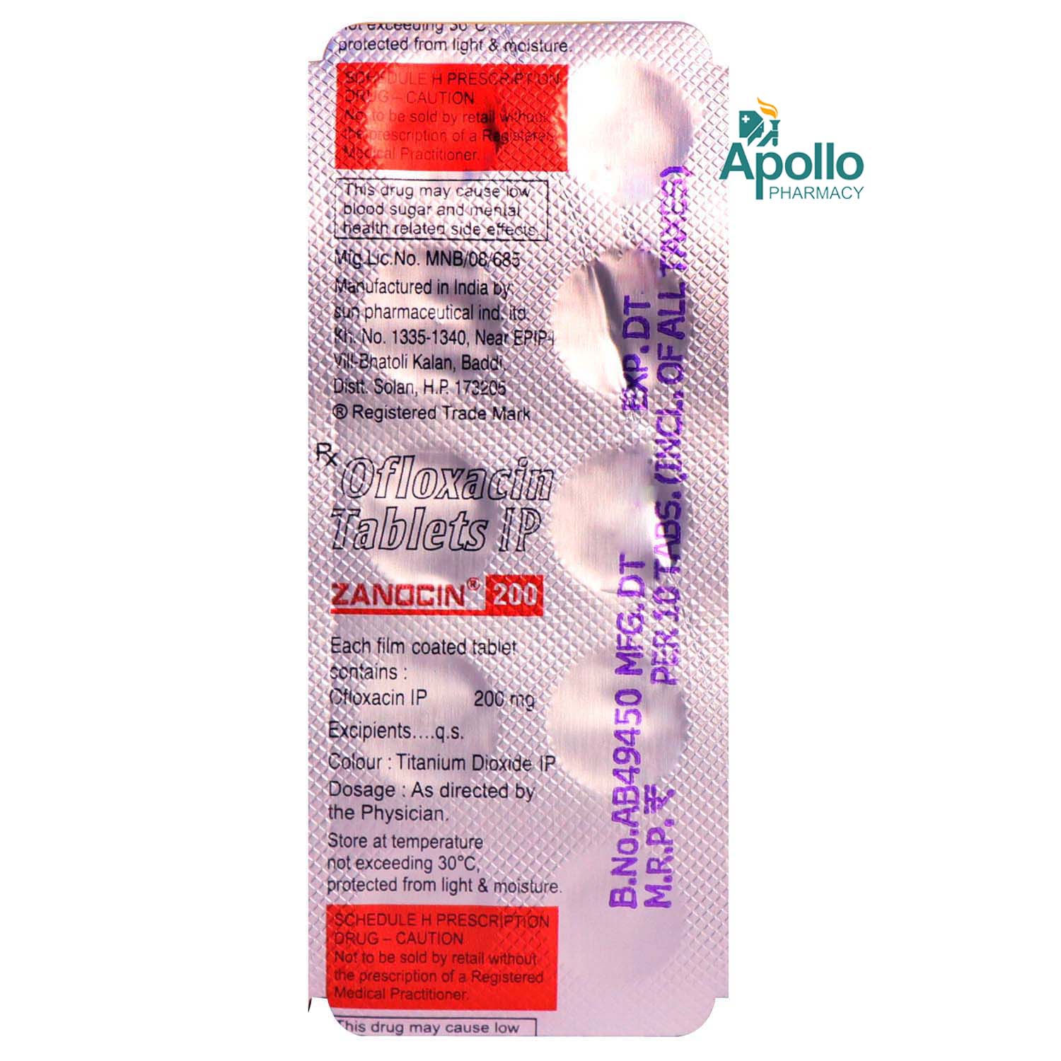 Zanocin 200 Tablet | Uses, Side Effects, Price | Apollo Pharmacy