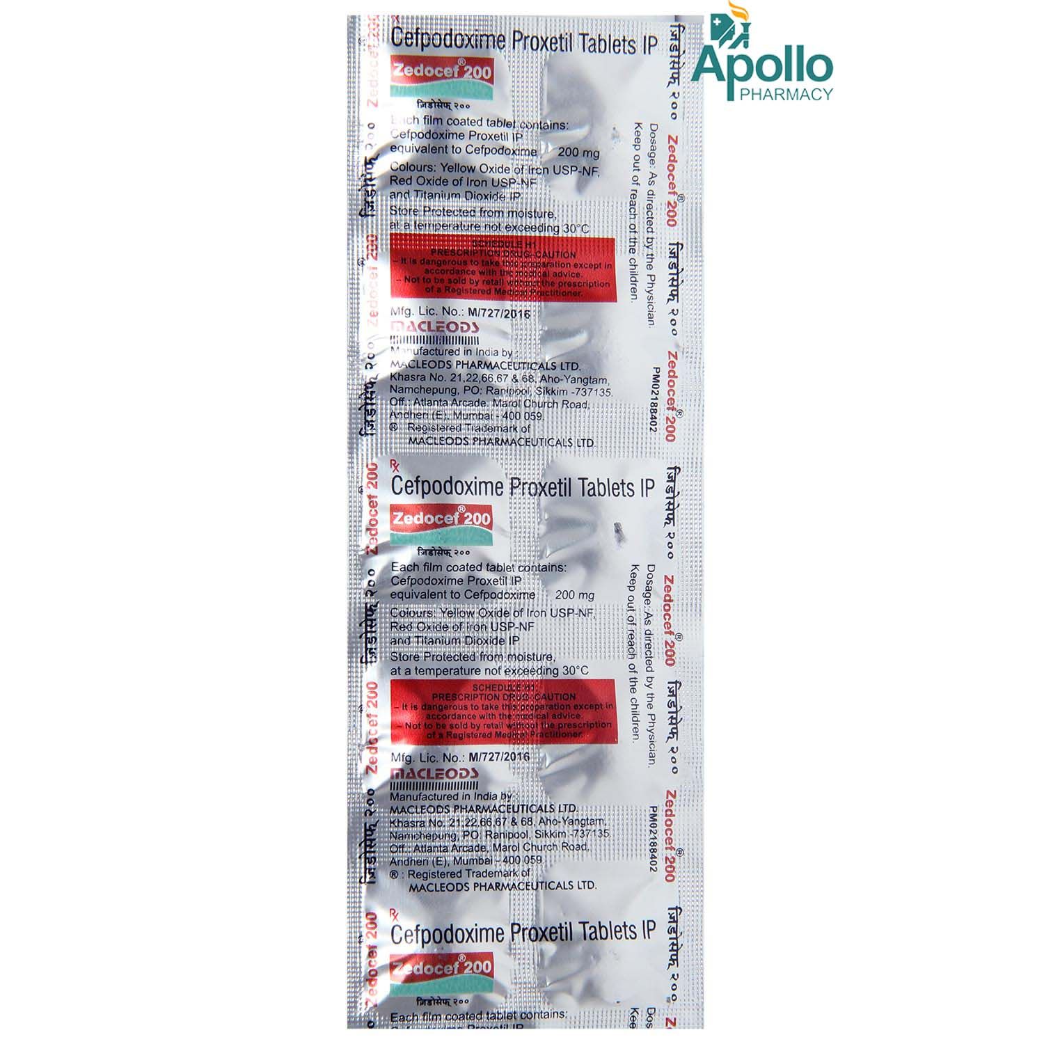 Zedocef 200 Tablet | Uses, Side Effects, Price | Apollo Pharmacy
