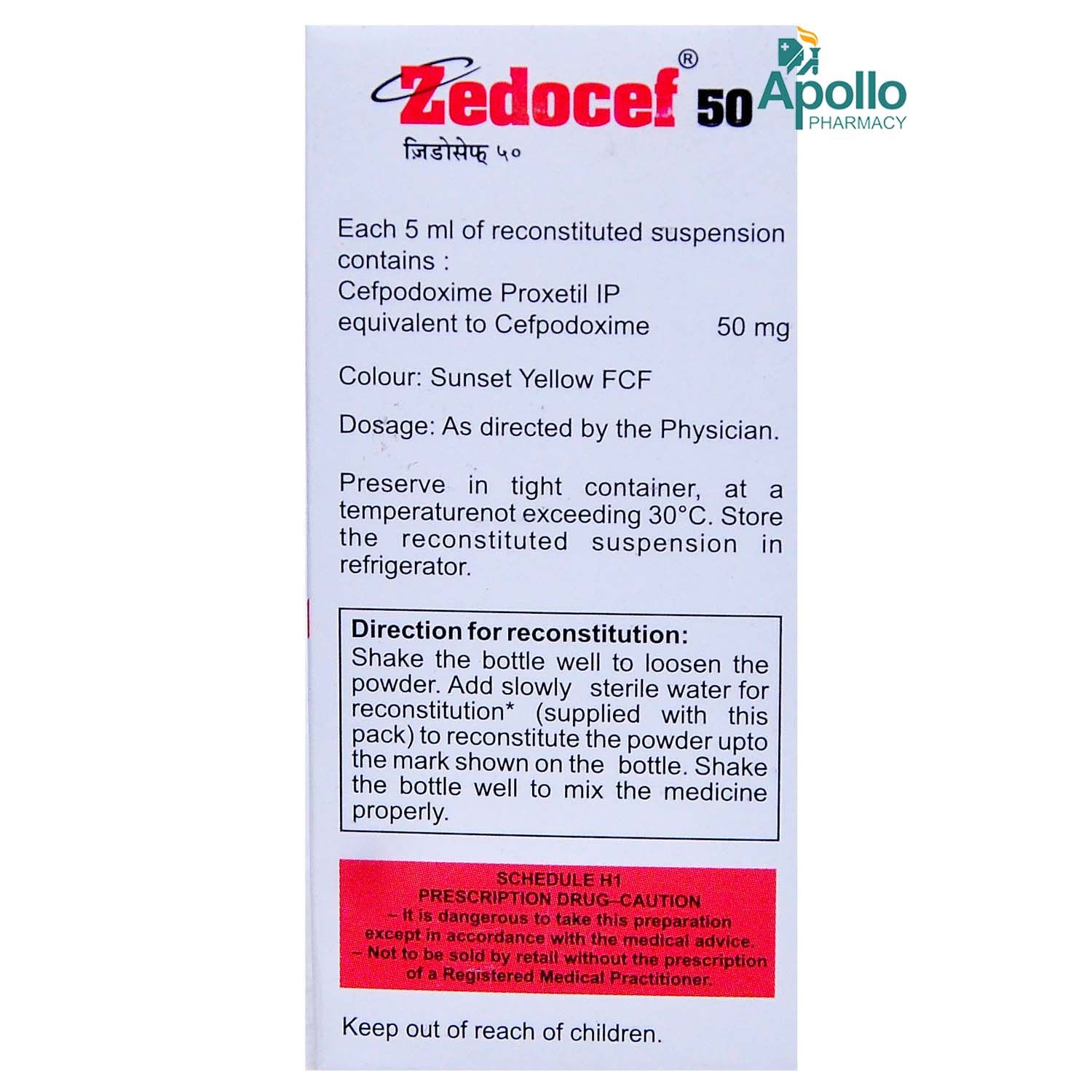 Zedocef 50 mg Syrup 30 ml Price, Uses, Side Effects, Composition ...