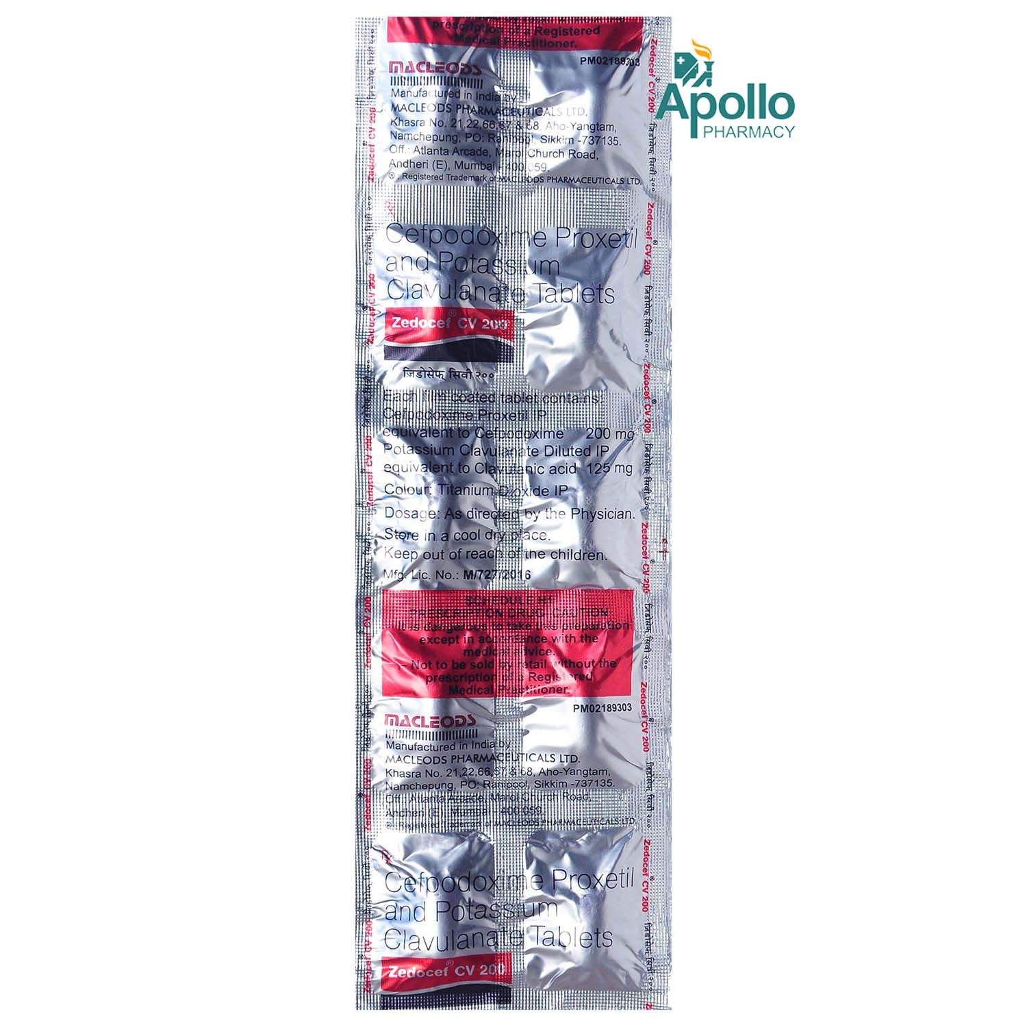 Zedocef CV 200 Tablet | Uses, Side Effects, Price | Apollo Pharmacy