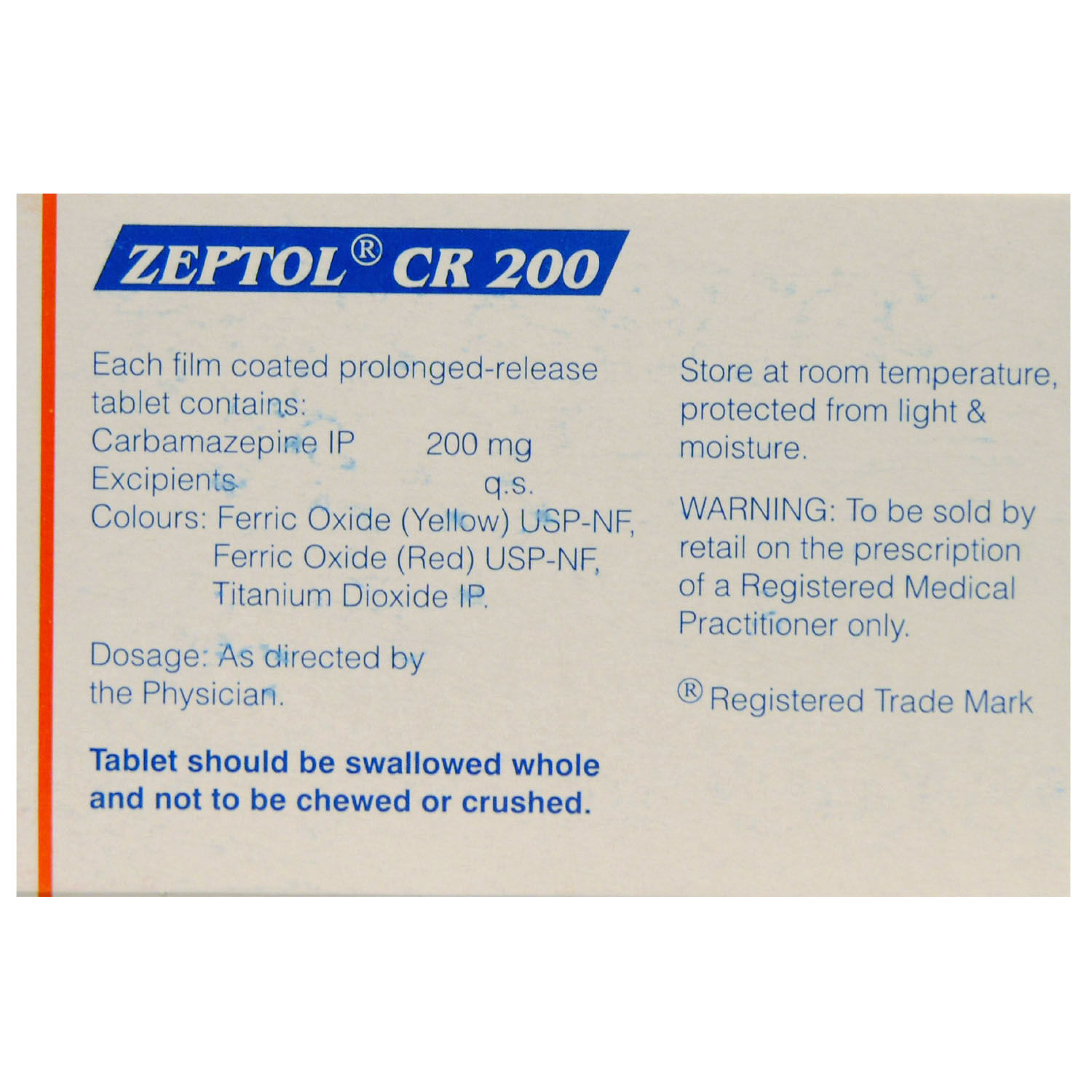 Zeptol CR 200 Tablet | Uses, Side Effects, Price | Apollo Pharmacy
