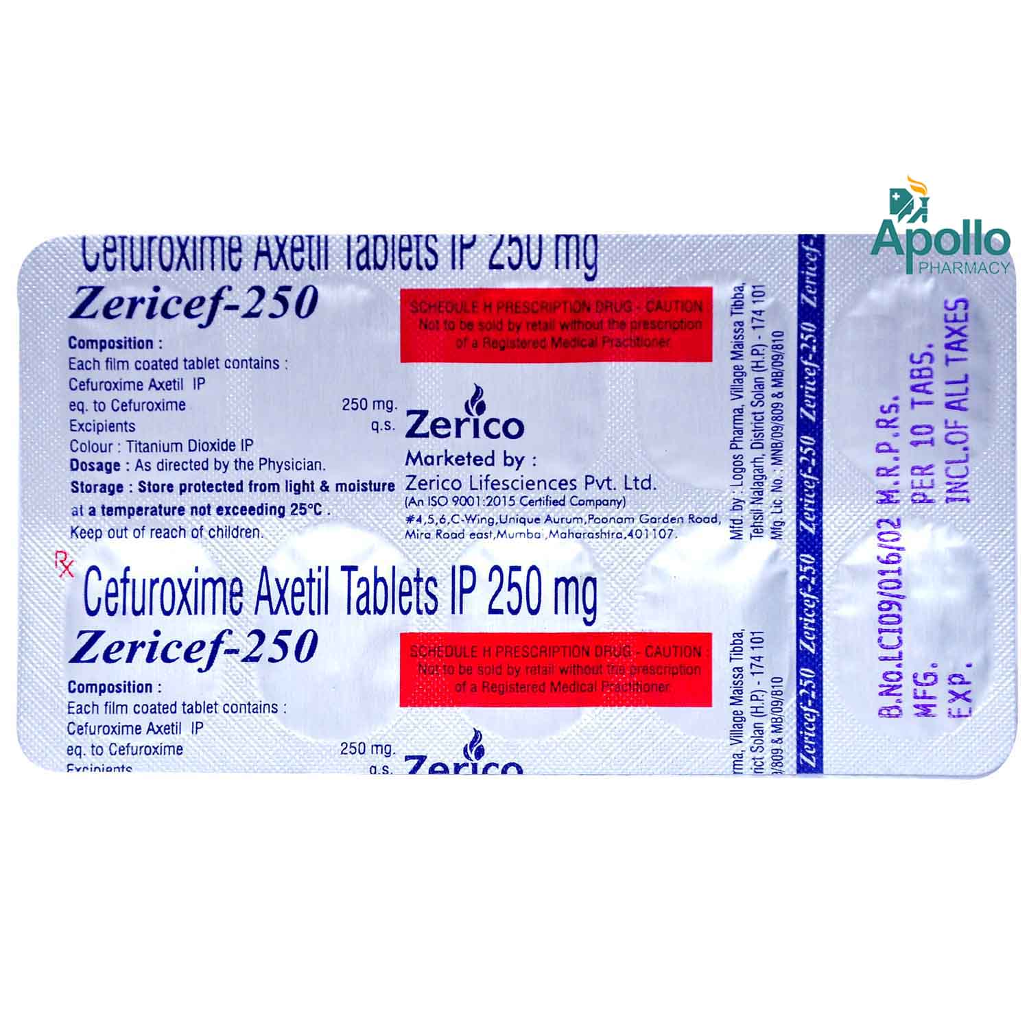 ZERICEF 250MG TABLET Price, Uses, Side Effects, Composition - Apollo ...