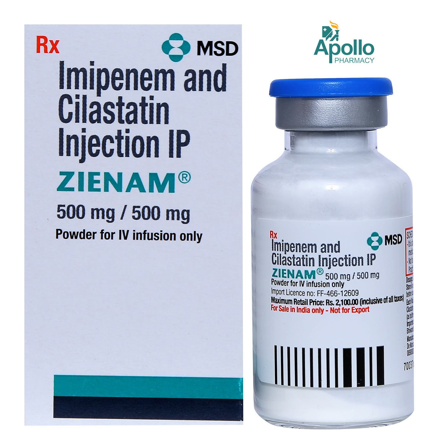 Zienam 500 mg Injection 1's Price, Uses, Side Effects, Composition ...