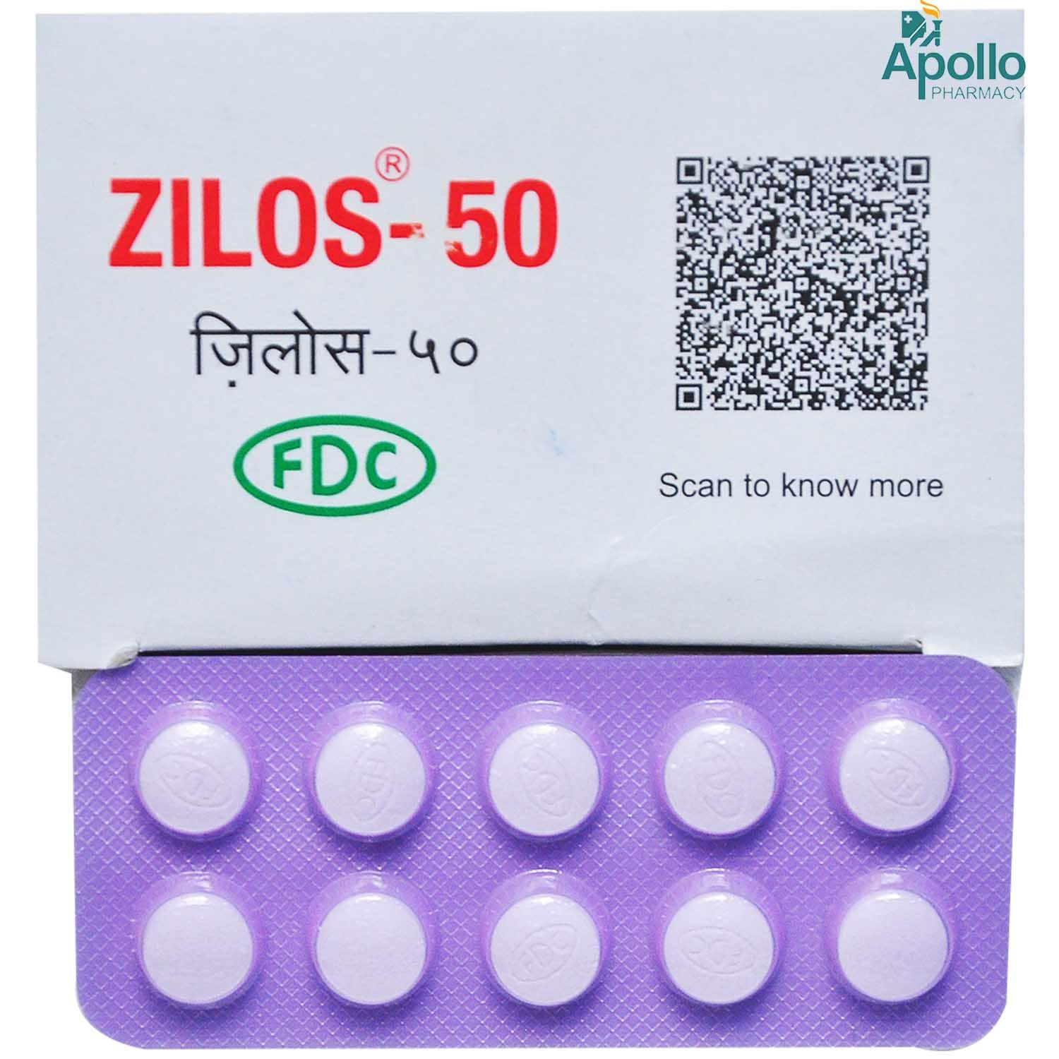 Zilos-50 Tablet | Uses, Side Effects, Price | Apollo Pharmacy