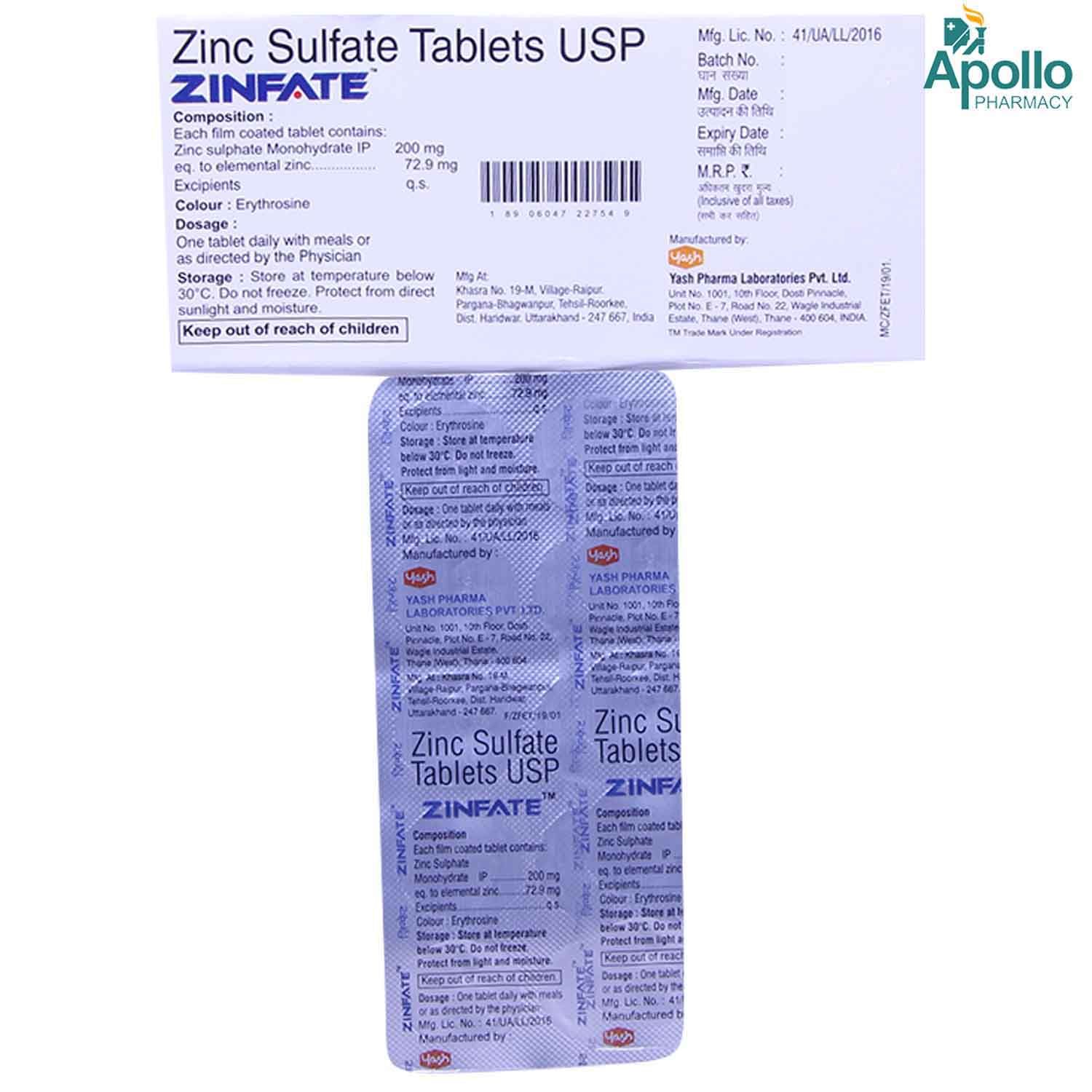 Zinfate Tablet | Uses, Side Effects, Price | Apollo Pharmacy