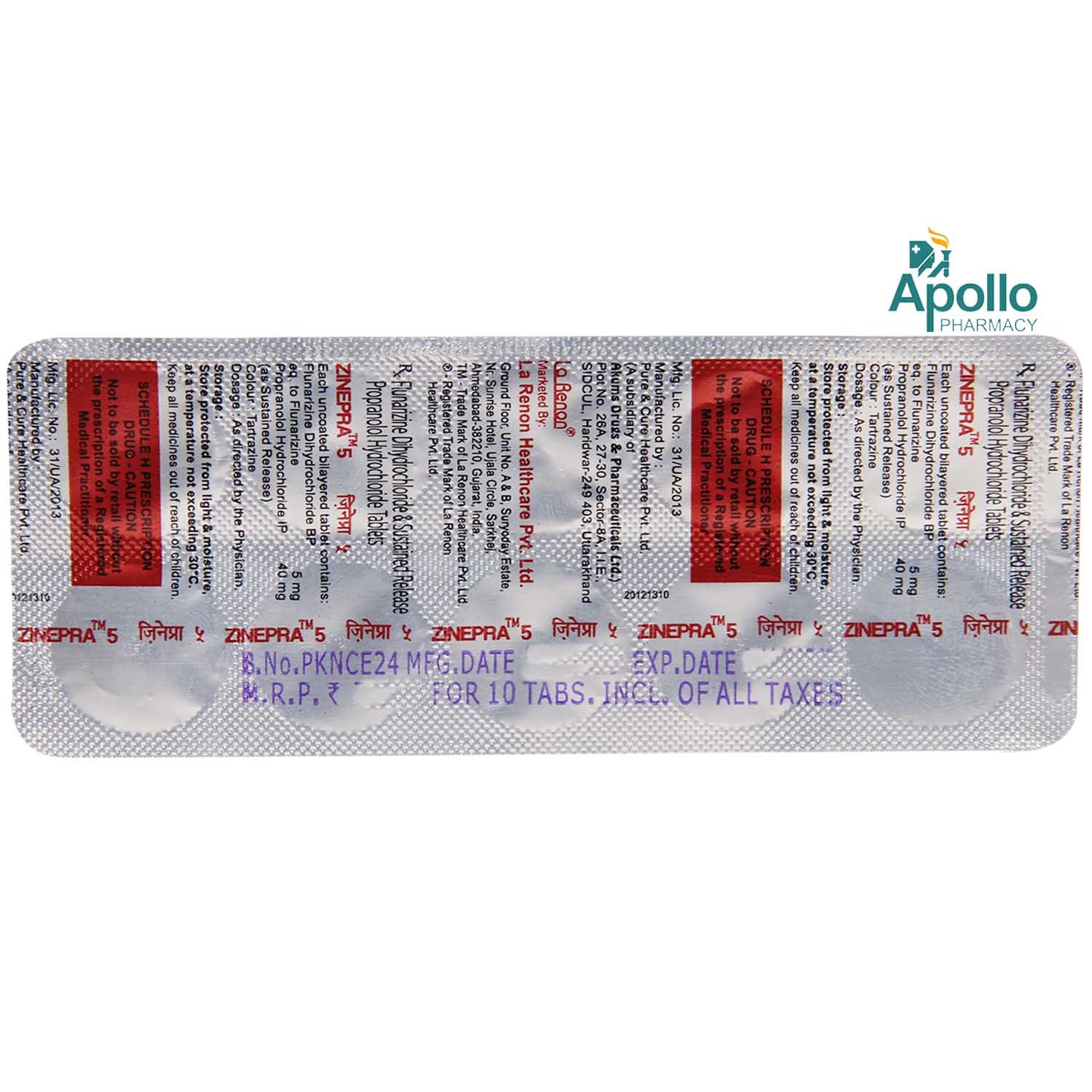 Zinepra 5 Tablet 10's Price, Uses, Side Effects, Composition - Apollo ...