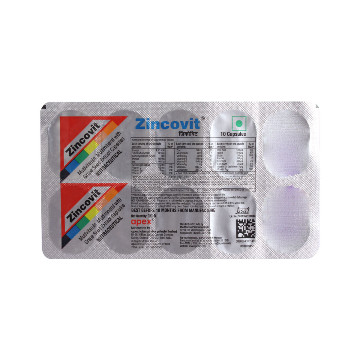 Zincovit Capsules | Uses, Side Effects, Price | Apollo Pharmacy
