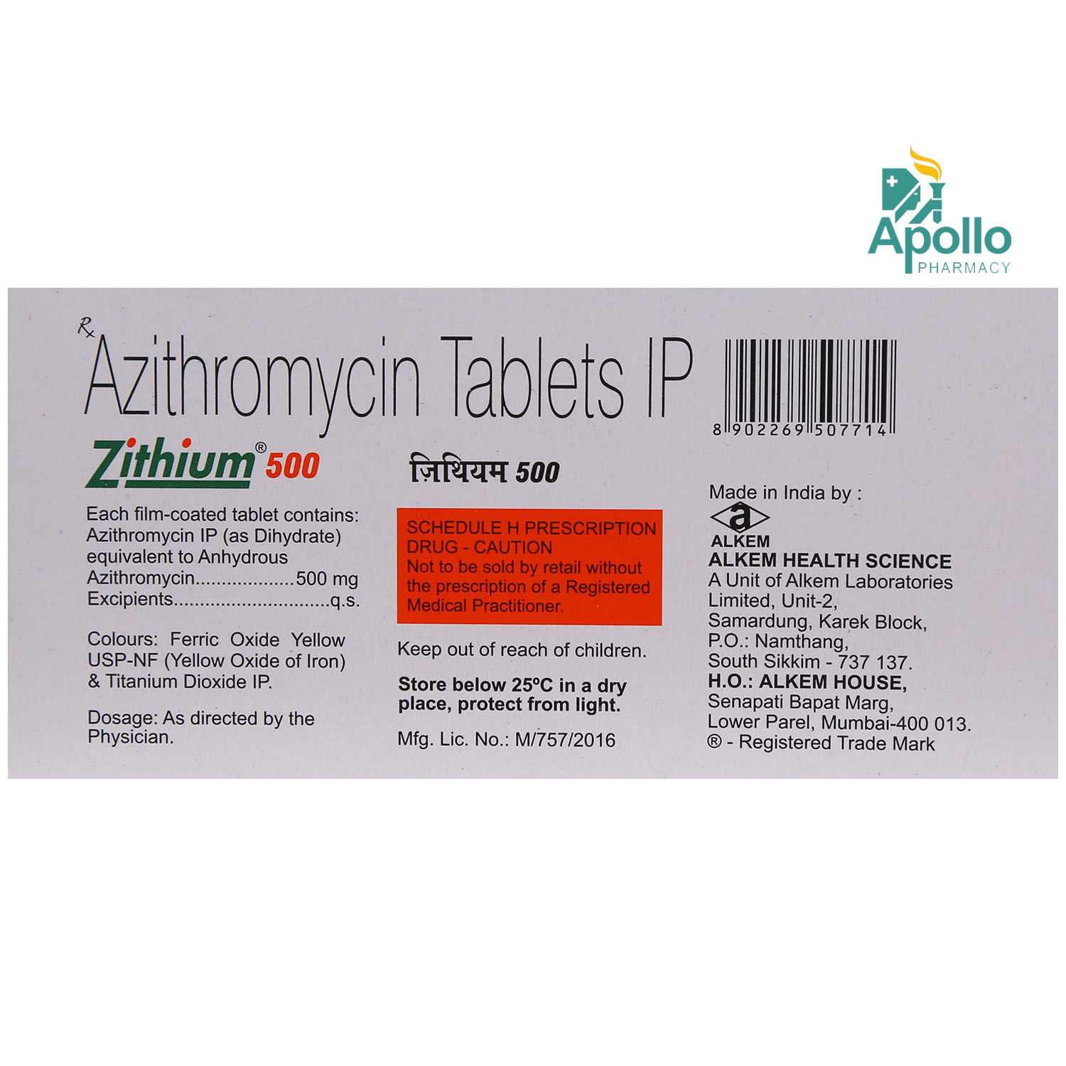 Zithium 500 Tablet 5's Price, Uses, Side Effects, Composition - Apollo ...