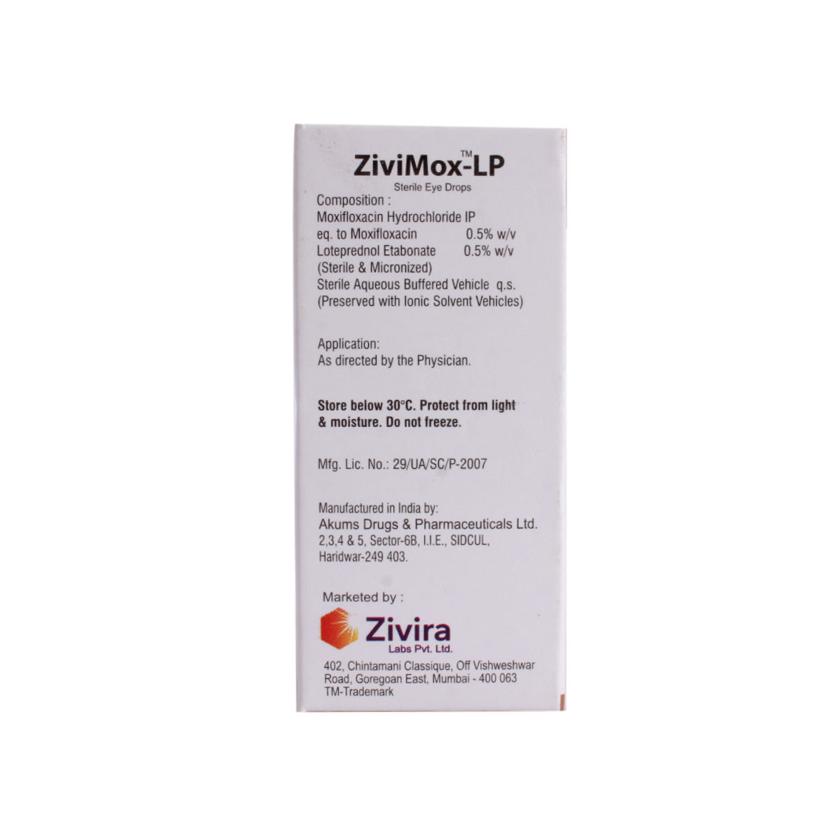 Zivimox-LP Eye Drops 5 ml | Uses, Side Effects, Price | Apollo Pharmacy