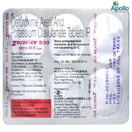 Zocef CV 500 Tablet | Uses, Side Effects, Price | Apollo Pharmacy