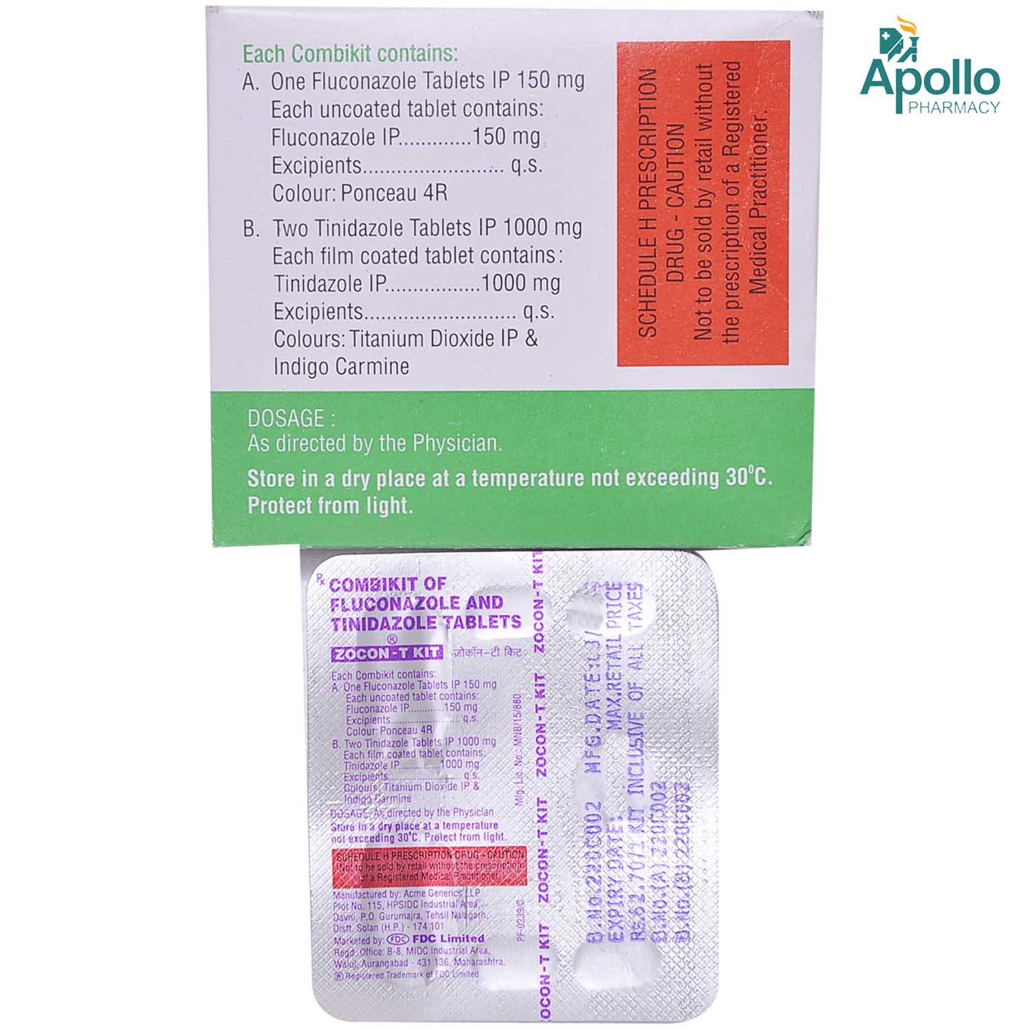 Zocon T Kit Tablet 1's Price, Uses, Side Effects, Composition - Apollo ...