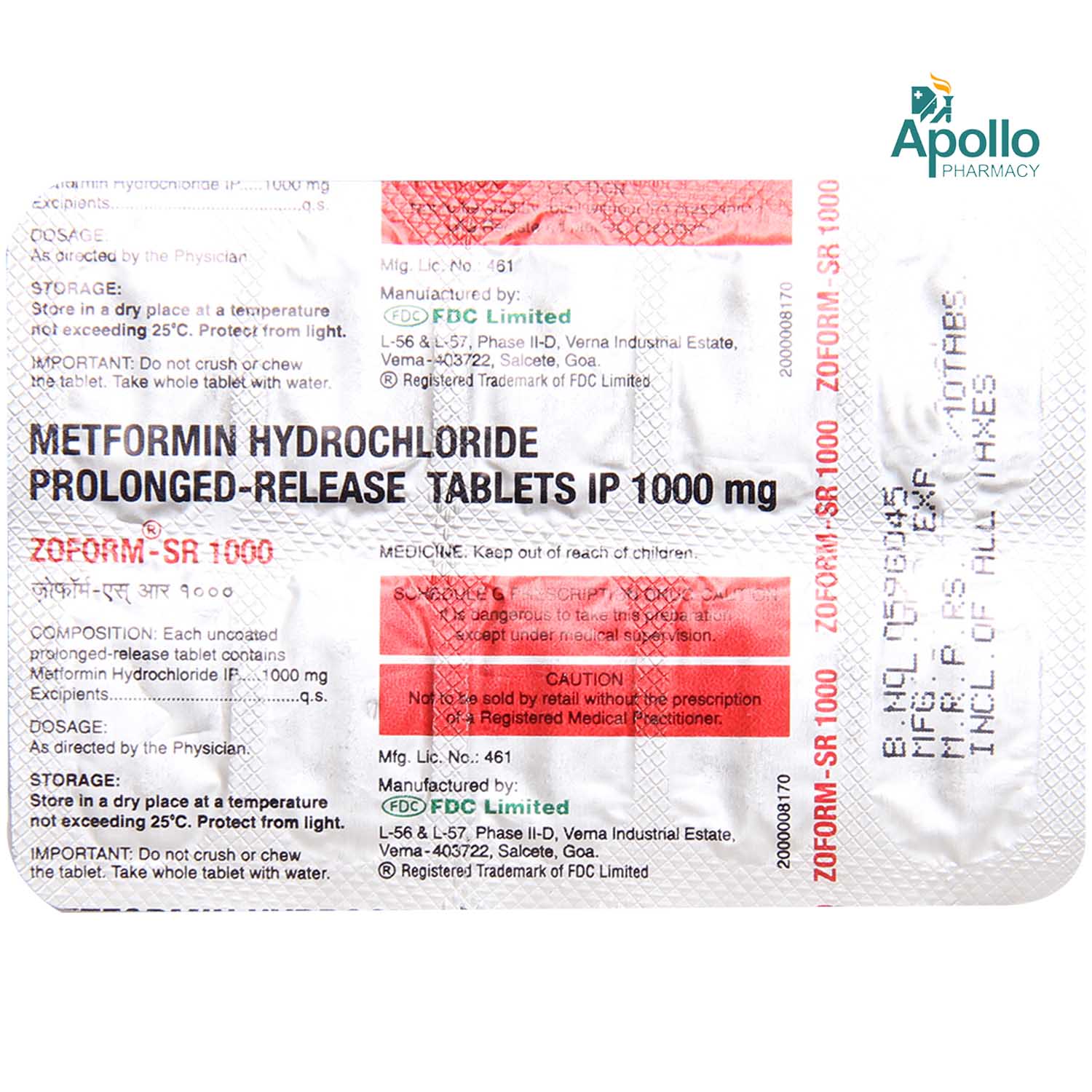 ZOFORM SR 1000MG TABLET Price, Uses, Side Effects, Composition - Apollo ...