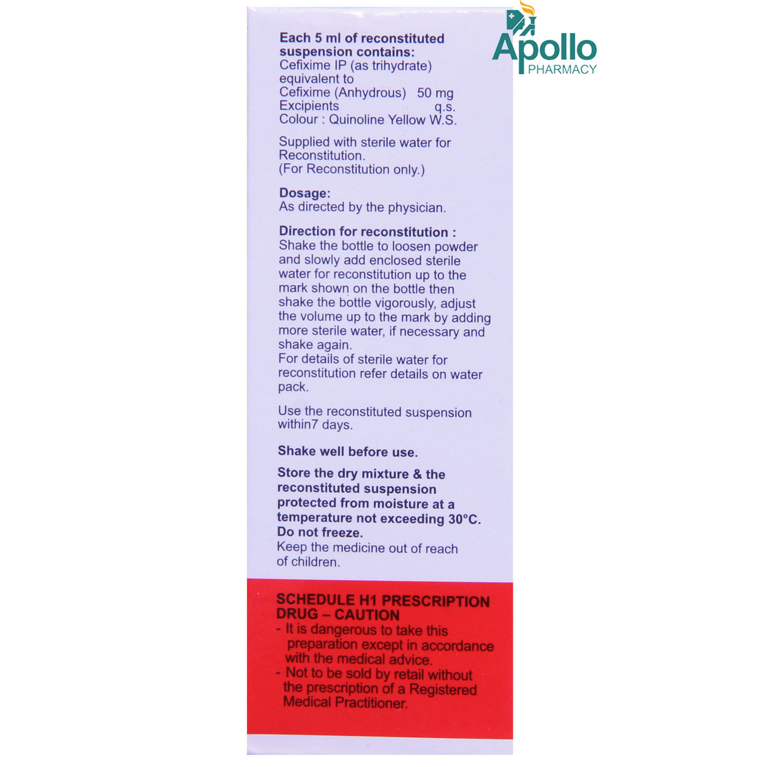 Zofix 50 mg Syrup 30 ml Price, Uses, Side Effects, Composition - Apollo ...