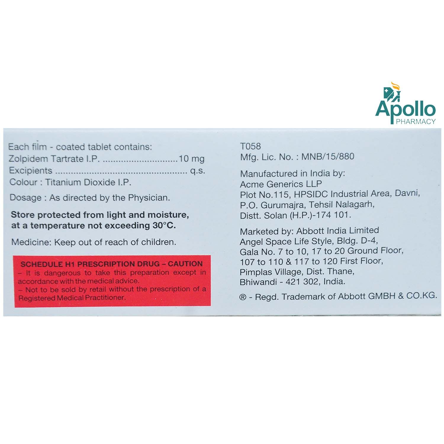 Zolfresh 10 mg Tablet | Uses, Side Effects, Price | Apollo Pharmacy