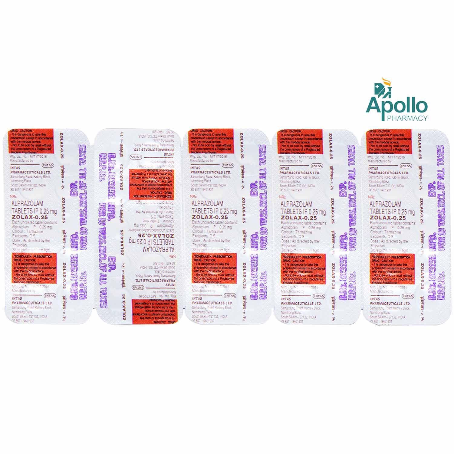 ZOLAX 0.25MG TABLET Price, Uses, Side Effects, Composition - Apollo ...