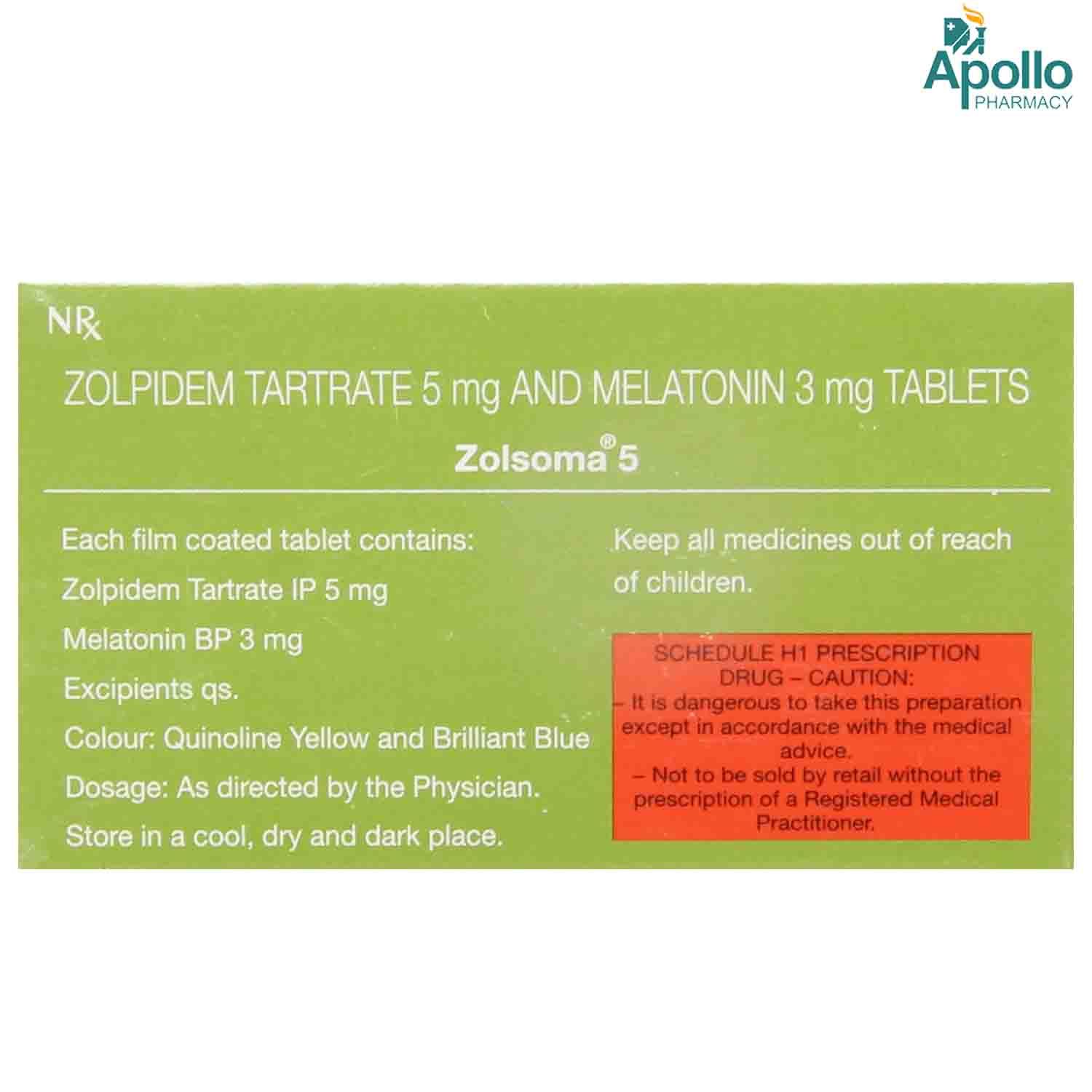 Zolsoma 5 Tablet | Uses, Side Effects, Price | Apollo Pharmacy