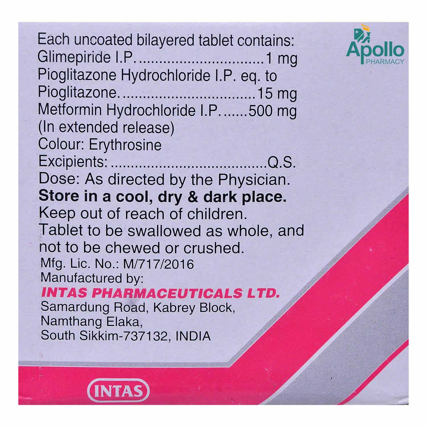 Zoryl MP-1 Tablet 15's Price, Uses, Side Effects, Composition - Apollo ...