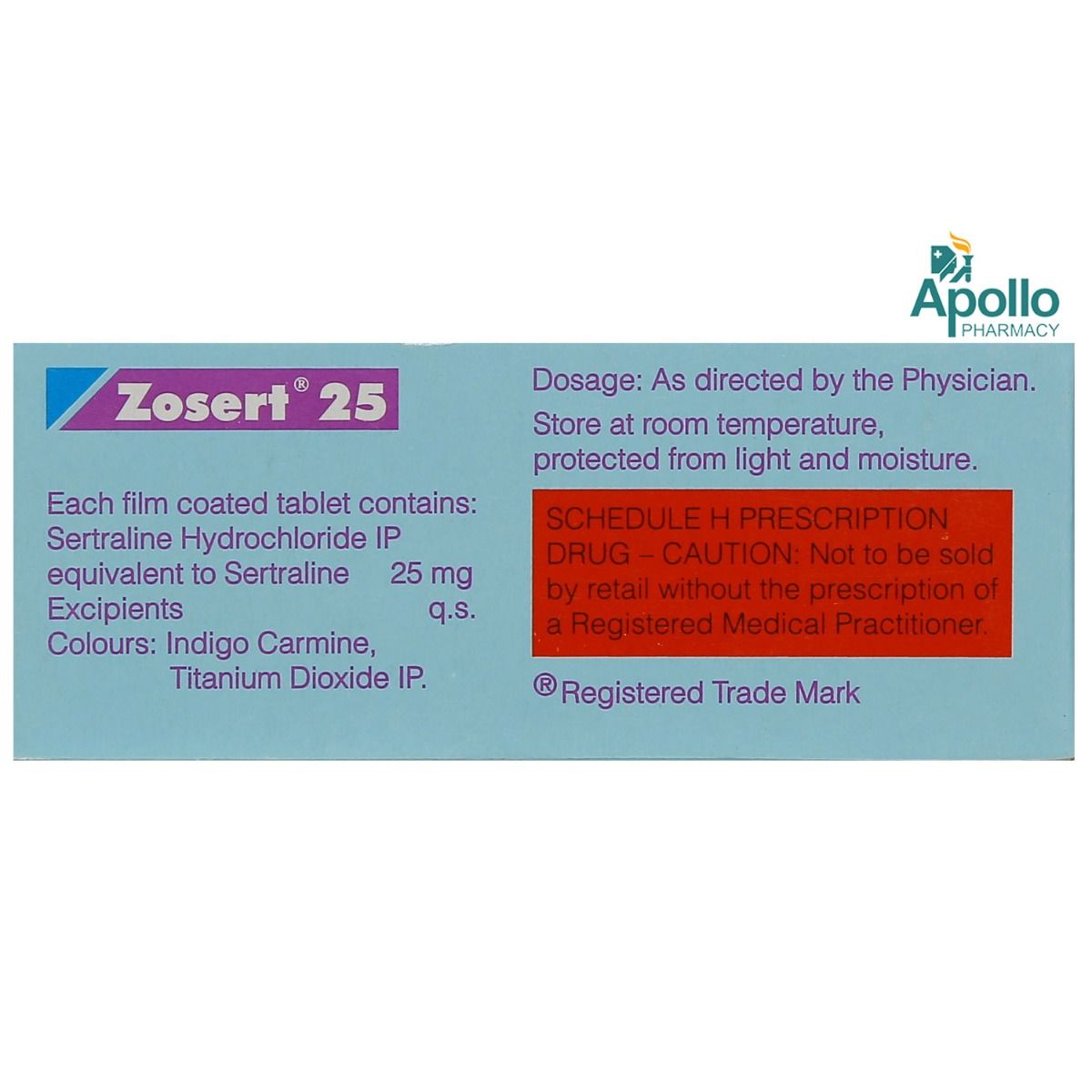 Zosert 25 Tablet | Uses, Side Effects, Price | Apollo Pharmacy