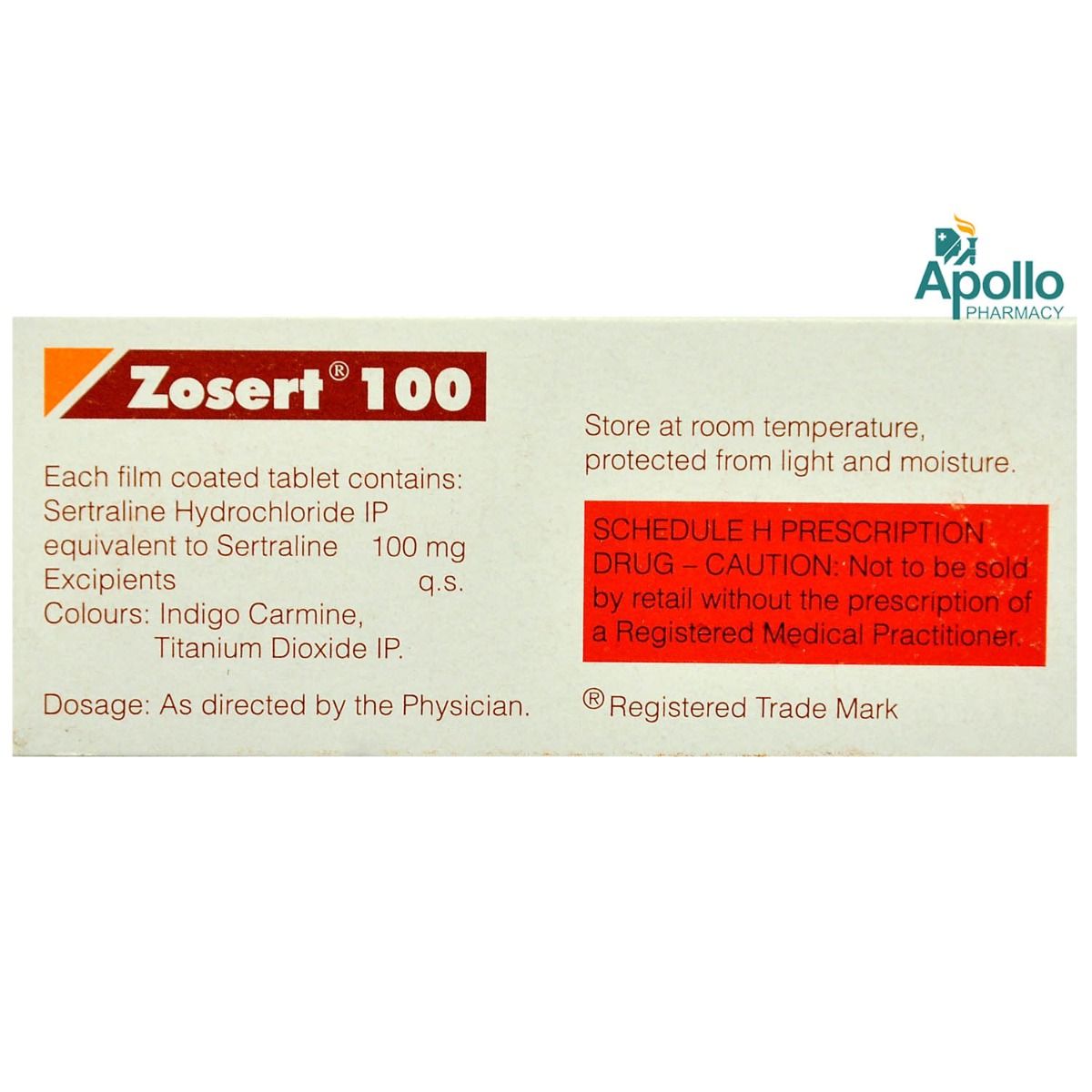 Zosert 100 Tablet 10's Price, Uses, Side Effects, Composition - Apollo ...